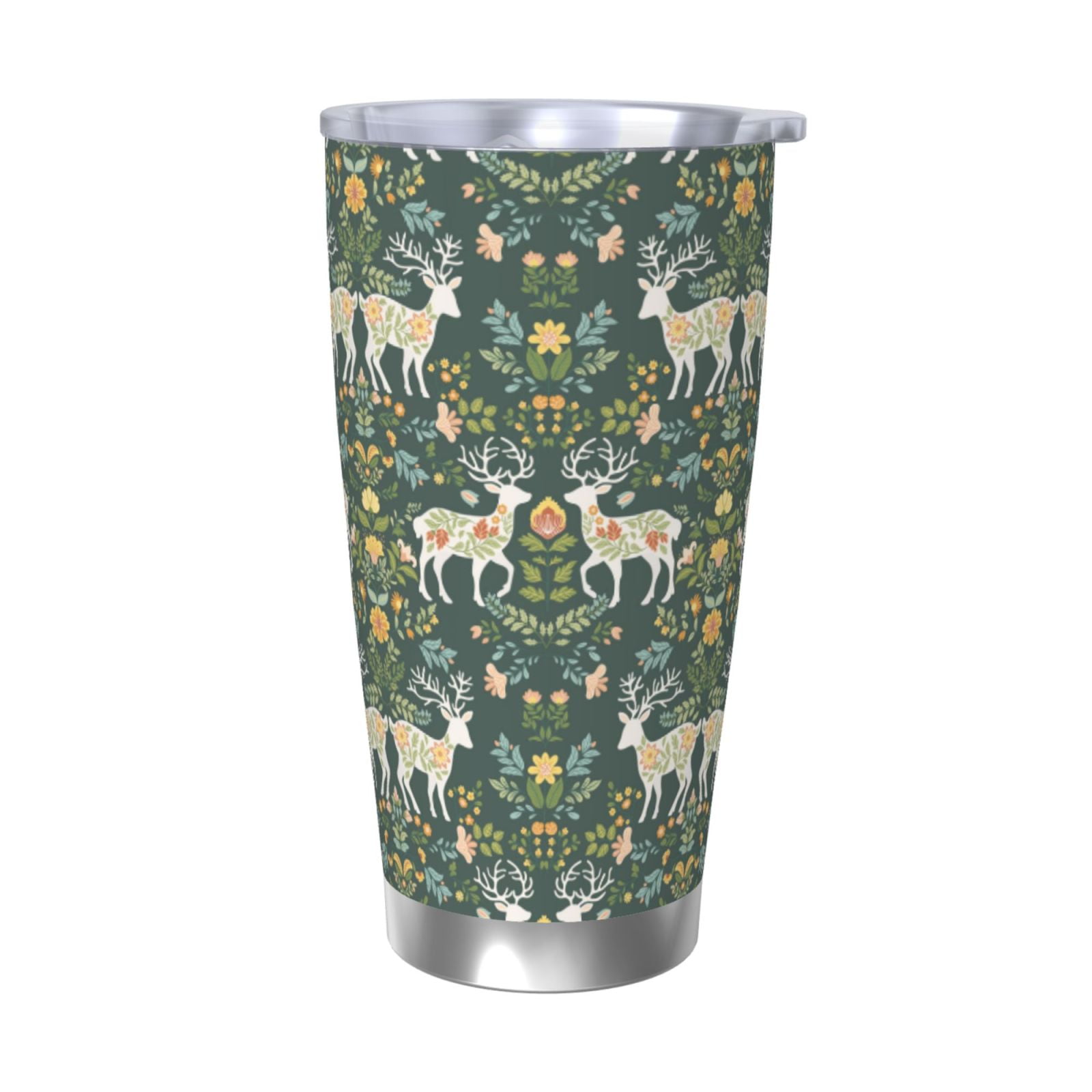 Gaeub Deer And Flowers Print 20-Ounce Stainless Steel Car Cup,Tumblers ...