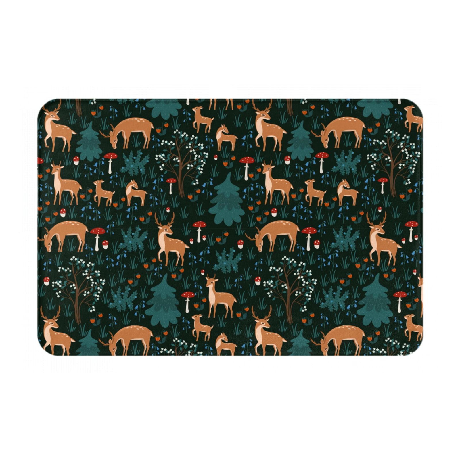 Gaeub Deers In The Forest Print Door Mat with Heavy Duty Backing ...