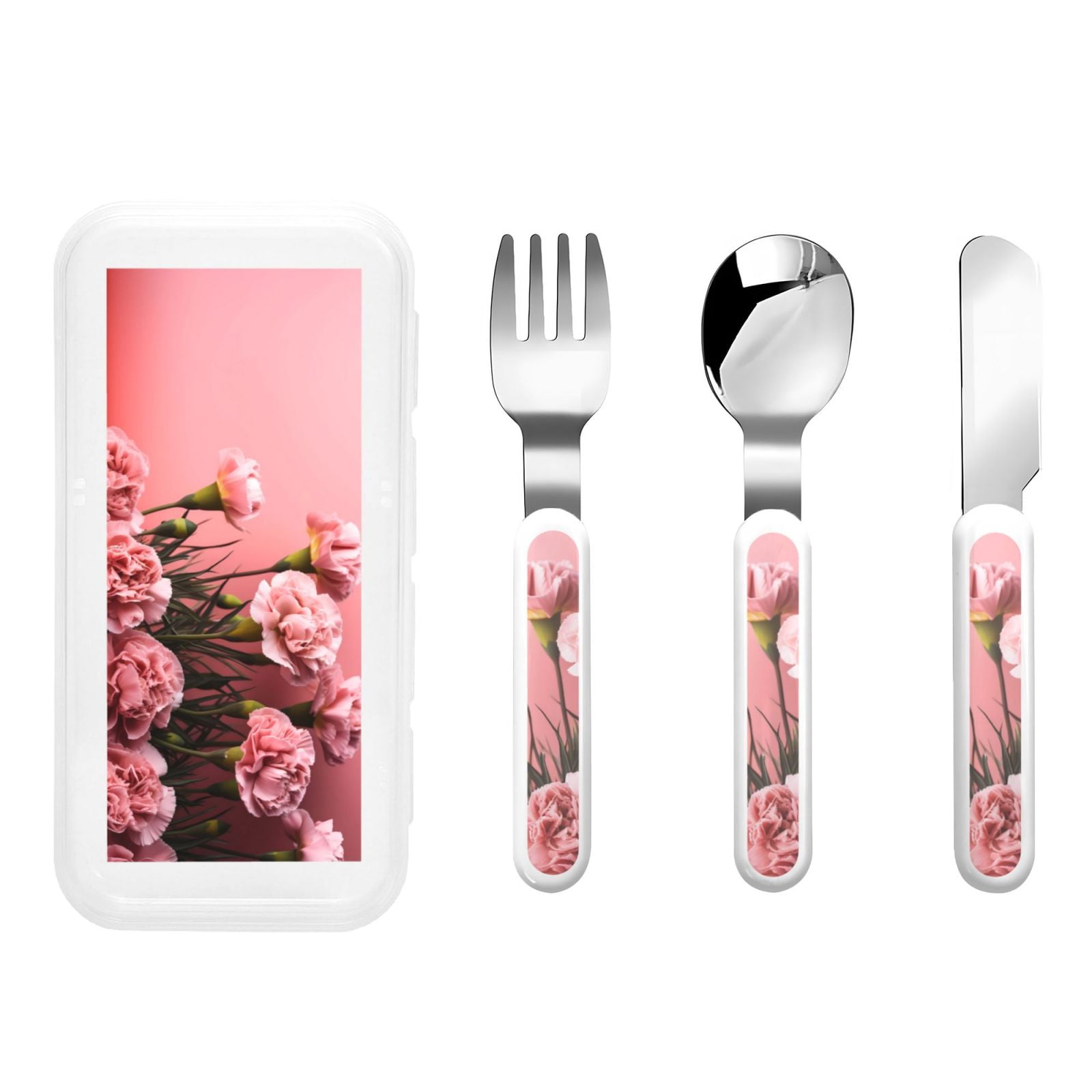 Gaeub Delicate Pink Carnations A Print 3-Piece Children Knife Spoon ...