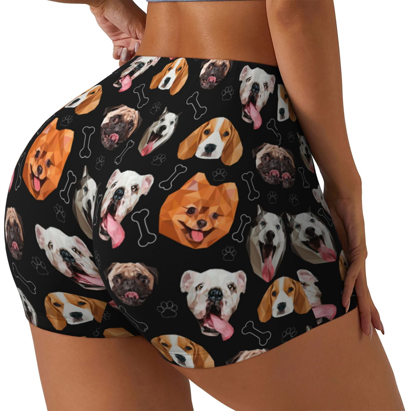 Gaeub Different Breeds Of Dogs Print Workout Shorts for Women,Seamless ...