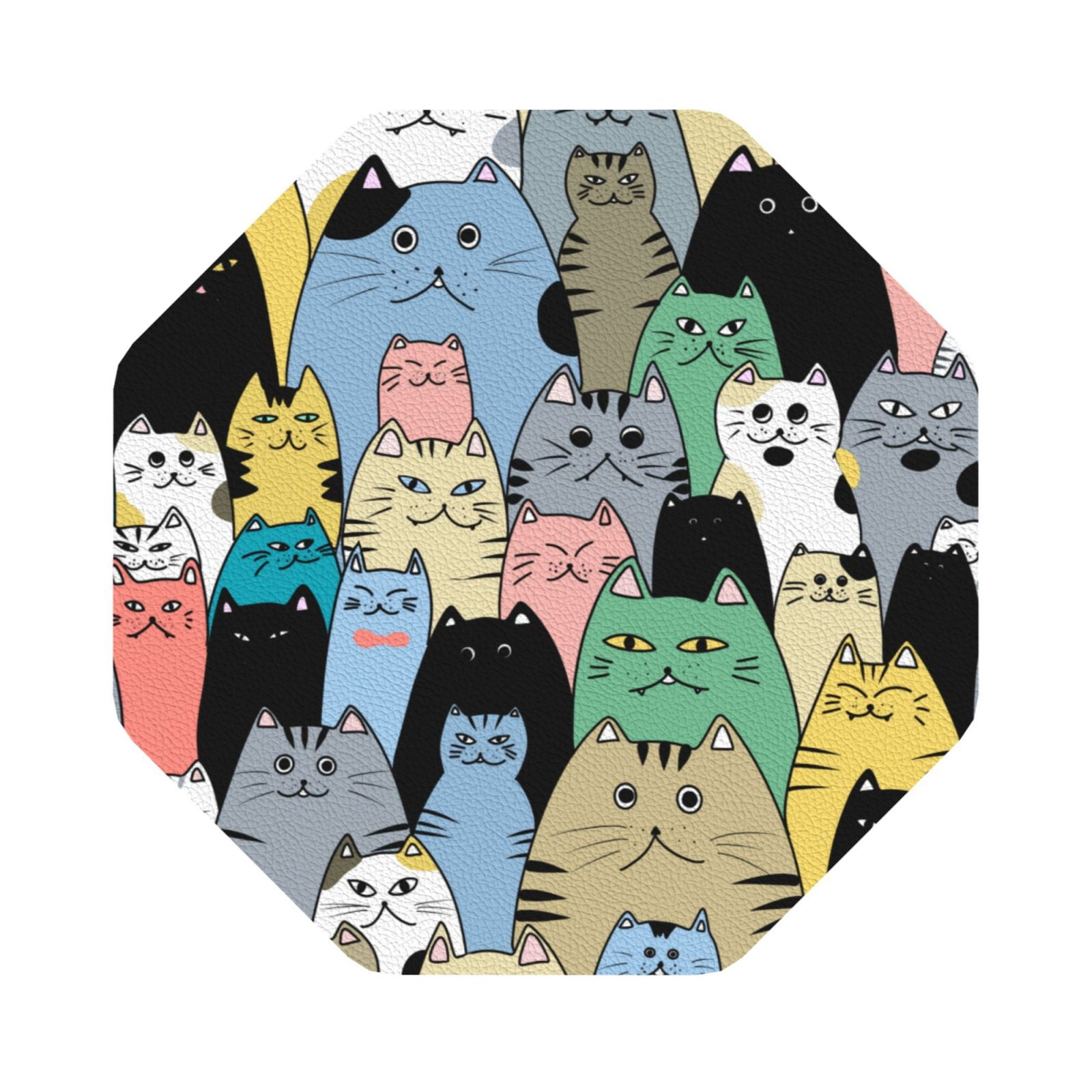 Gaeub Different Cats Print 6 Pcs Leather Coasters for Drinks ,Drink ...