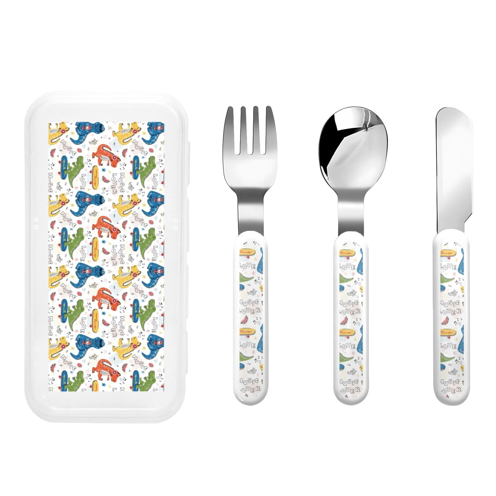 Gaeub Dinosaur (2) Print 3-Piece Children Knife Spoon Fork Set ...