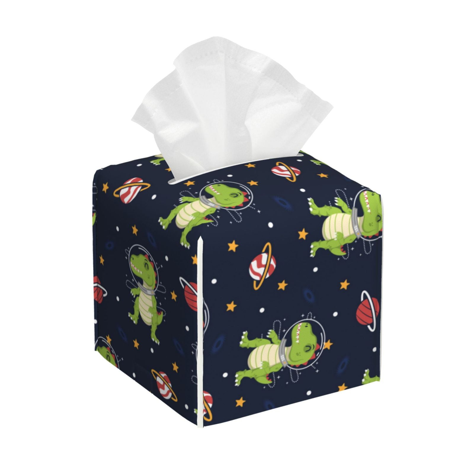 Gaeub Dinosaur Astronaut Print Leather Tissue Box Cover Square,Tissue Holder,Leather Paper Case ...