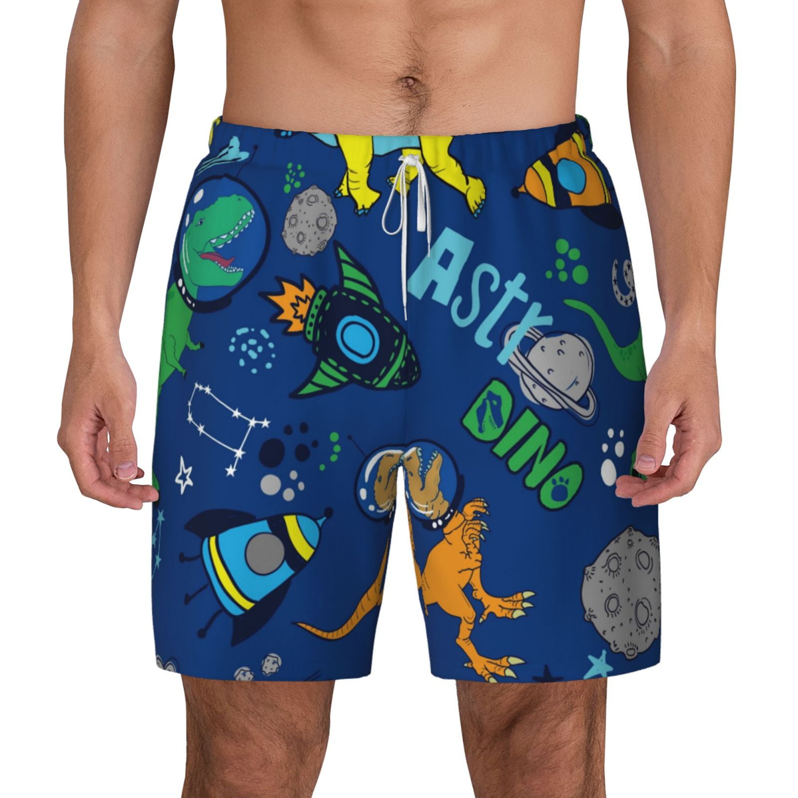 Gaeub Dinosaur In Space Mens Swim Trunks Stretch Beach Shorts Quick Dry ...