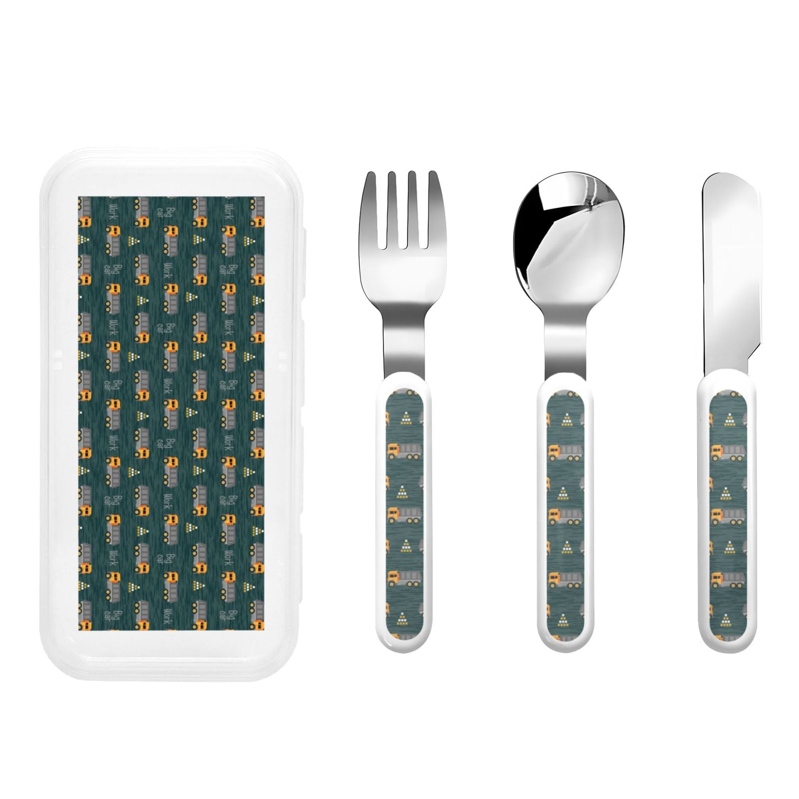 Gaeub Machine Print 3-Piece Children Knife Spoon Fork Set,Stainless ...