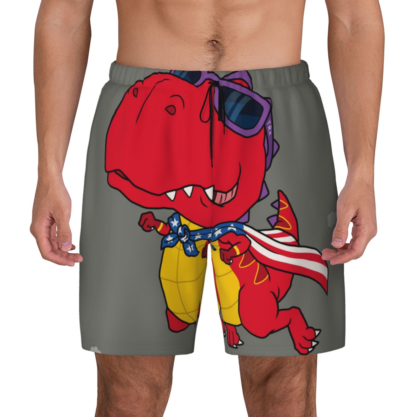 Gaeub Dinosaur Super Hero Cartoon Mens Swim Trunks Stretch Beach Shorts ...