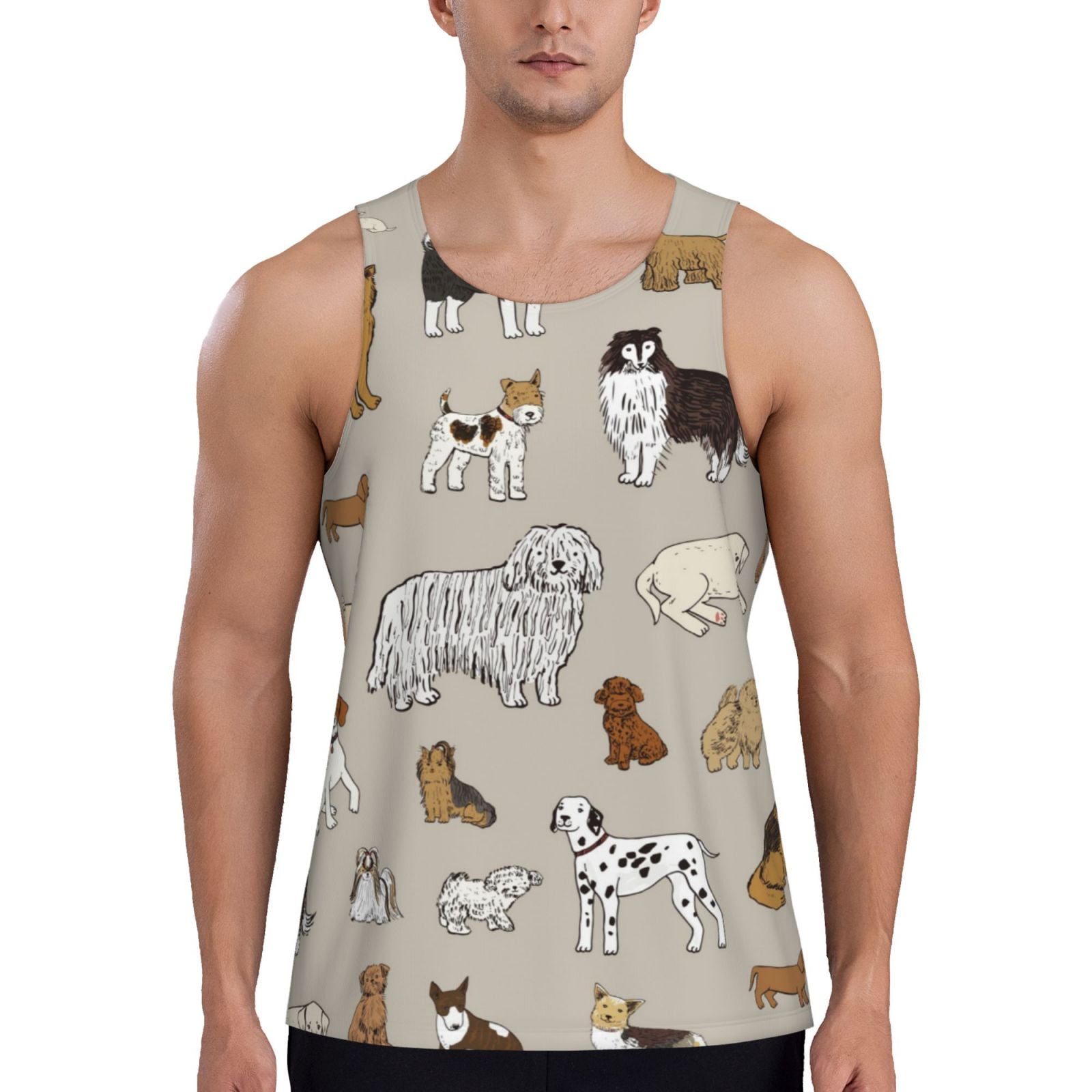 Gaeub Dog Animal Print Men's Workout Tank Top , Casual Soft Sleeveless ...