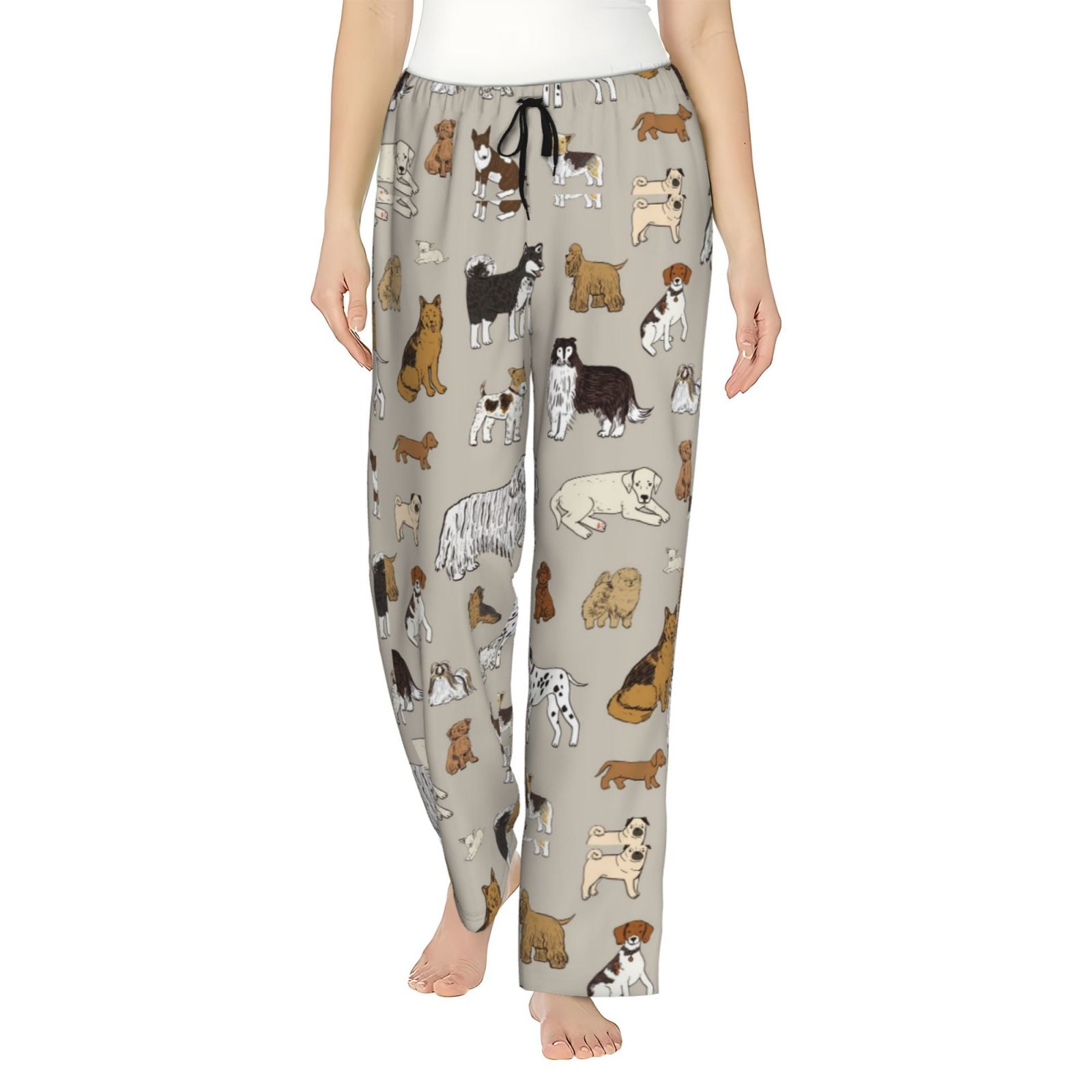 Gaeub Dog Animal Soft Pajama Pants for Women, Wide Leg Comfy Casual Lounge Yoga Capri Pants Wide ...