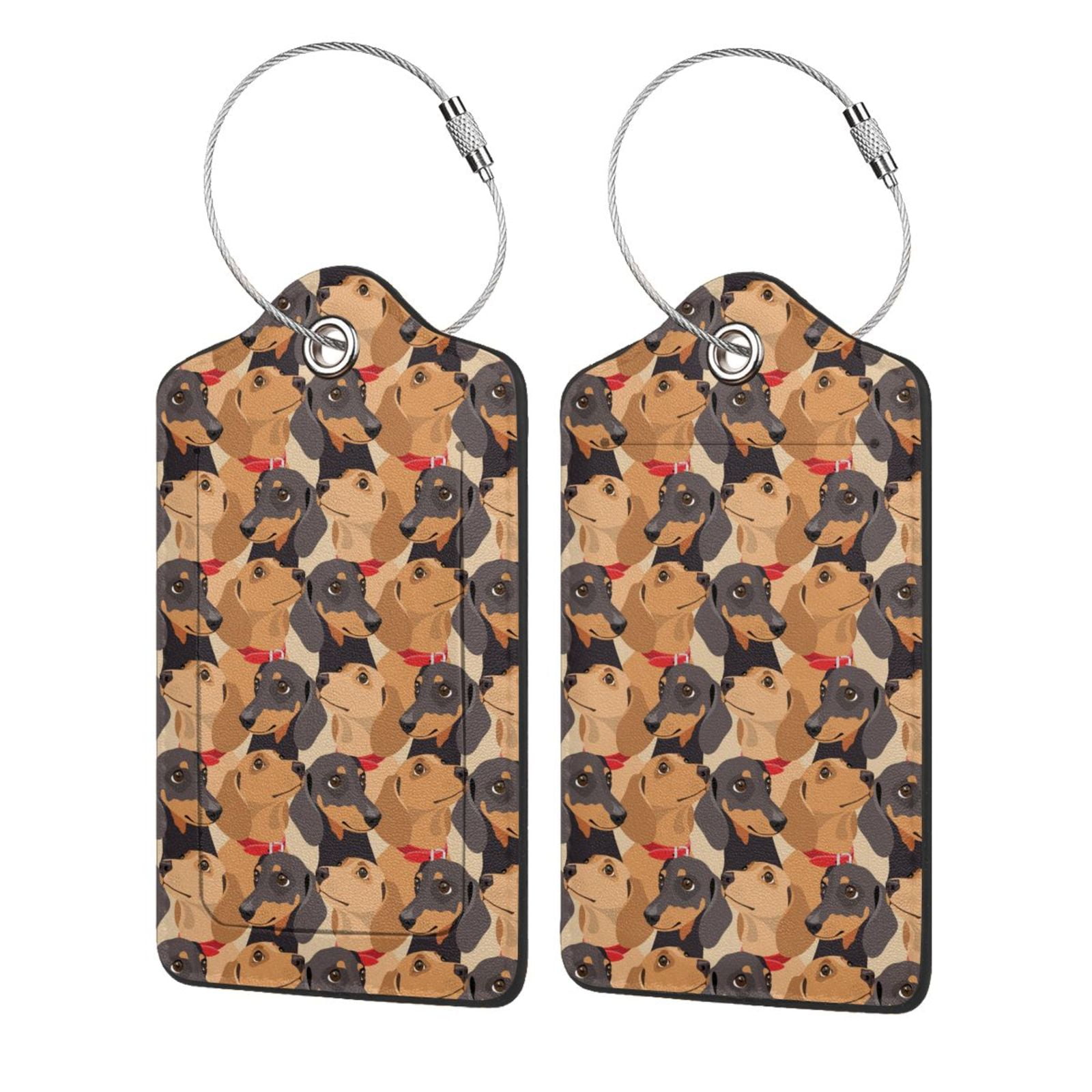 Gaeub Dog Print Luggage Tag for Suitcase, Travel Leather Bag Tags ...