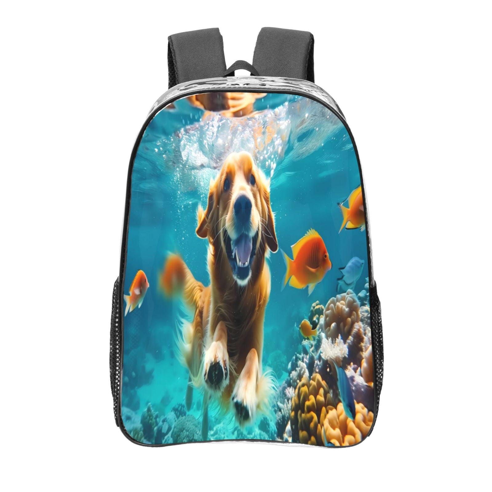 Gaeub Dog Underwater Adventure Print Clear Backpack ,Clear Transparent ...