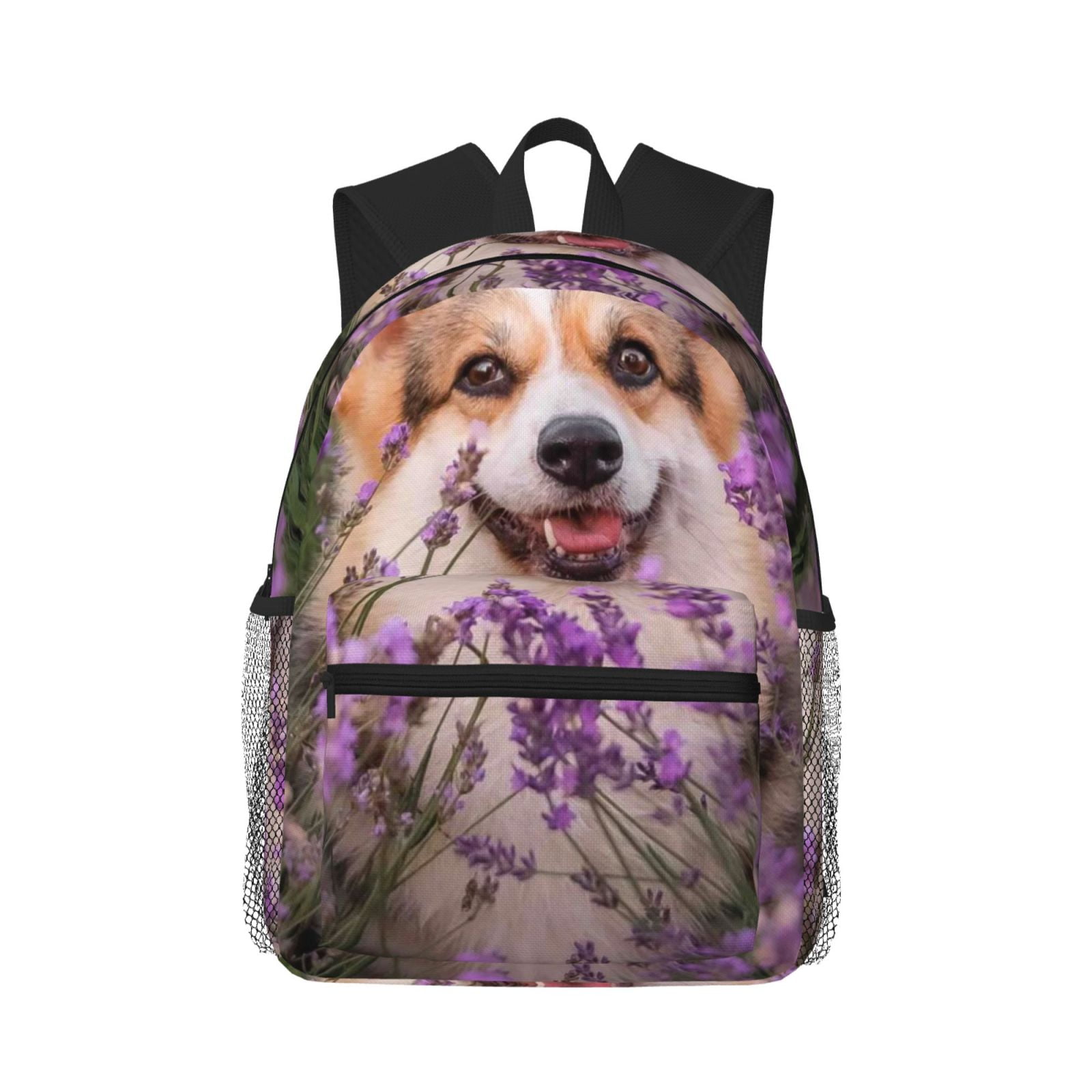 Gaeub Dog in Lavender Flowers School Backpack Waterproof Bookbag for ...