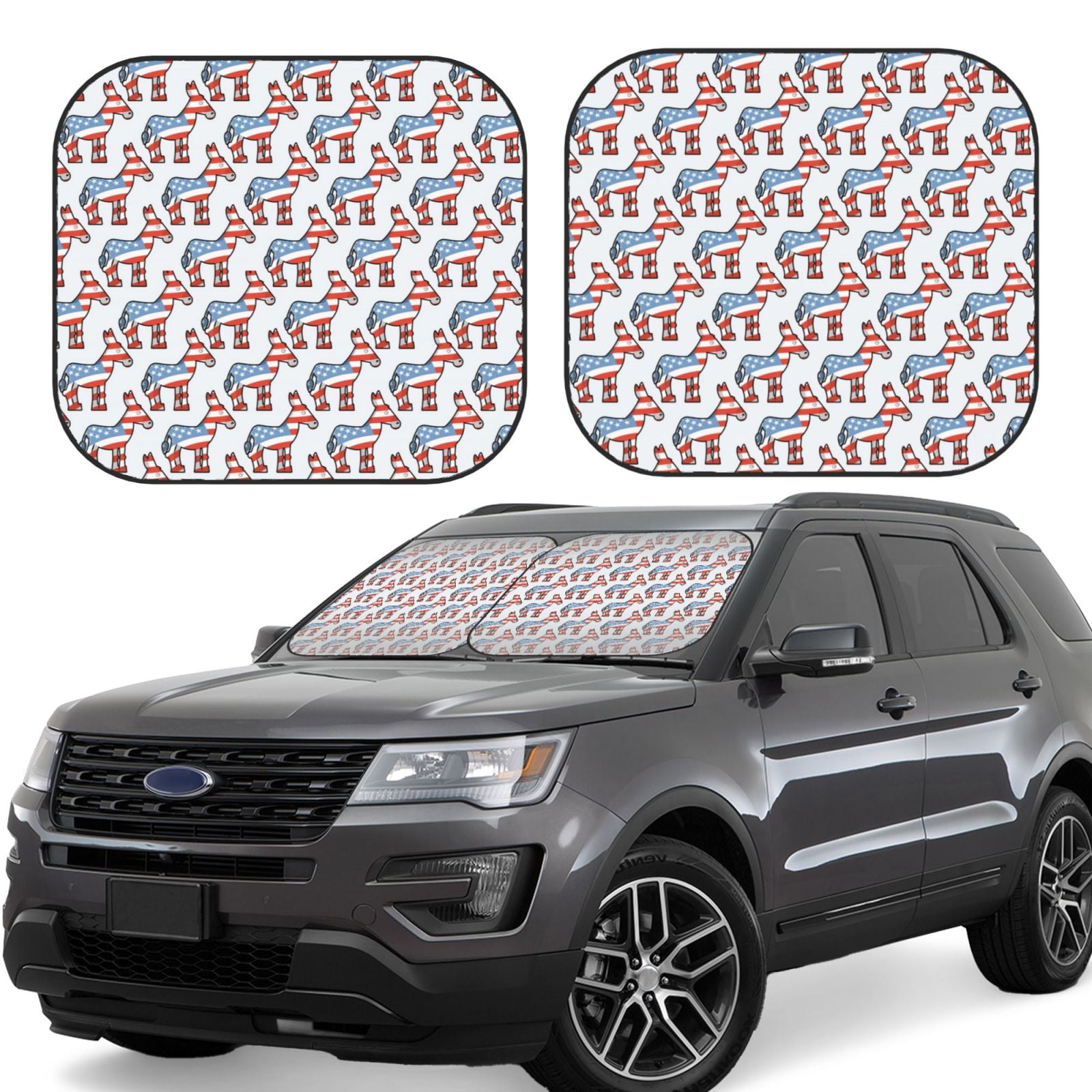 Gaeub Donkey Print 2-Piece Windshield Sun Shade,Foldable Car Front ...