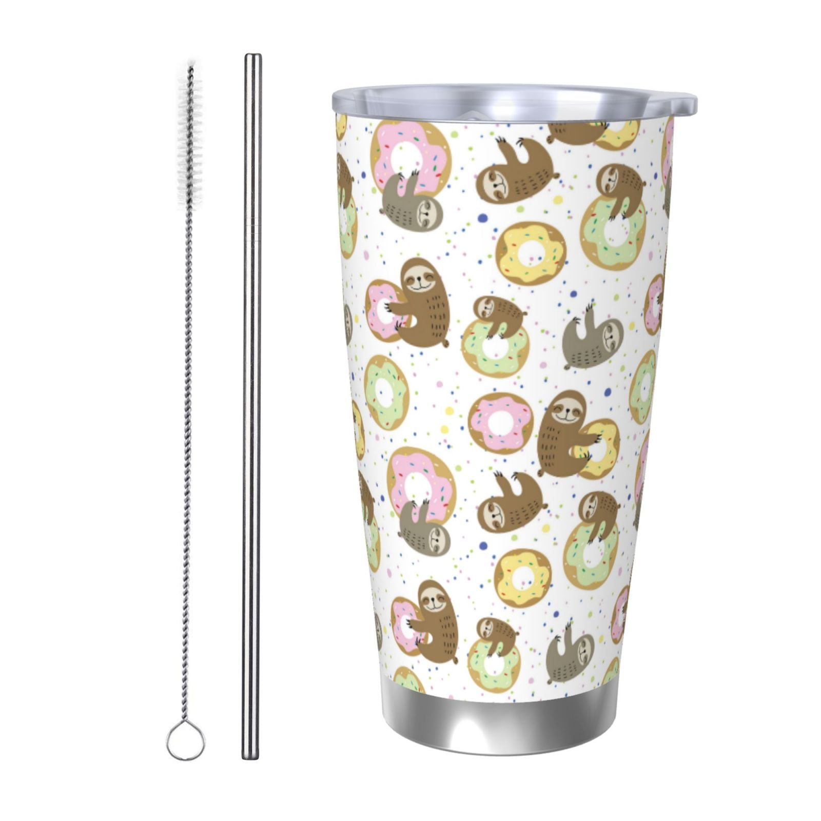 Gaeub Donut Sloth Print 20-Ounce Stainless Steel Car Cup,Tumblers Cups ...