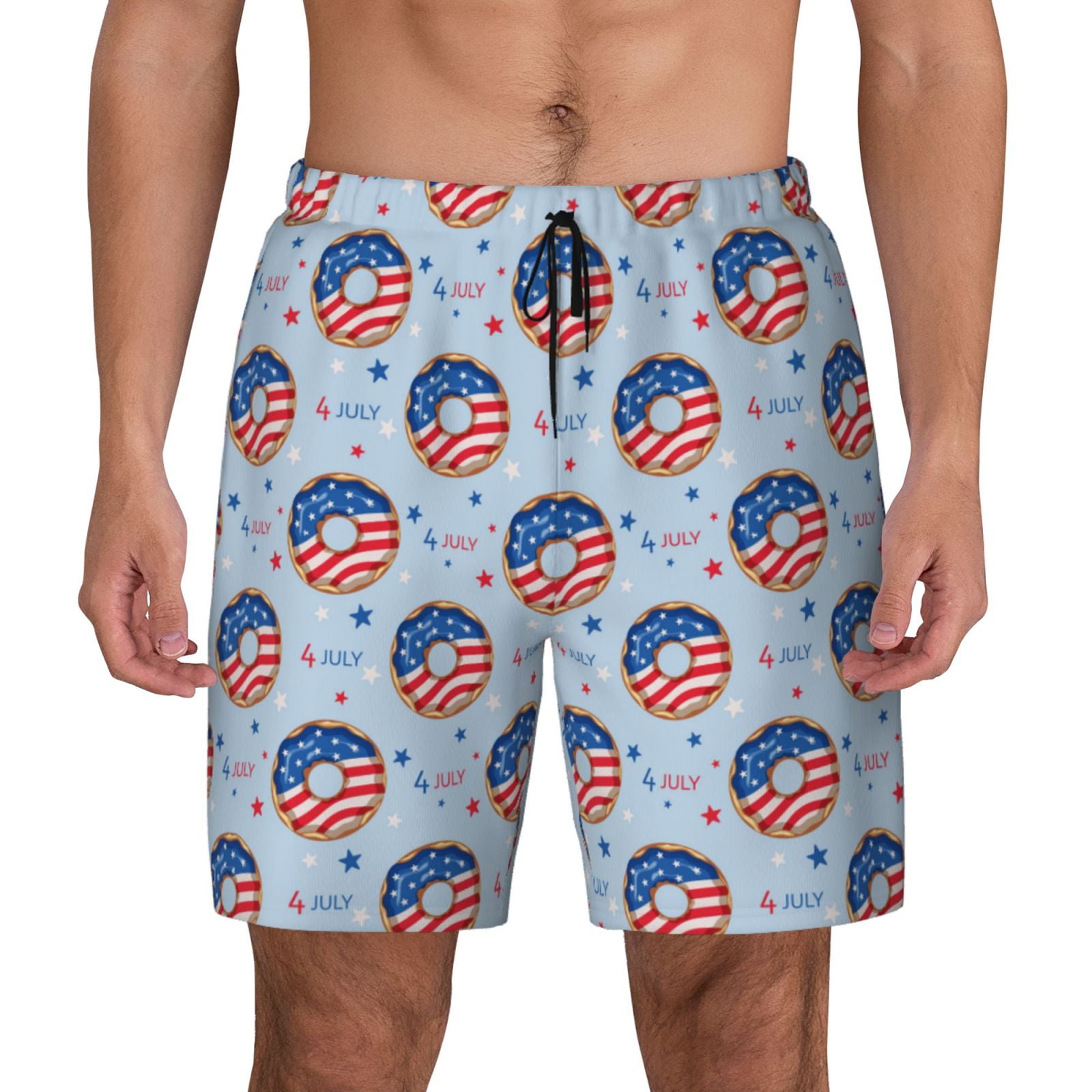 Gaeub Donut with the USA Fag Mens Swim Trunks Stretch Beach Shorts ...