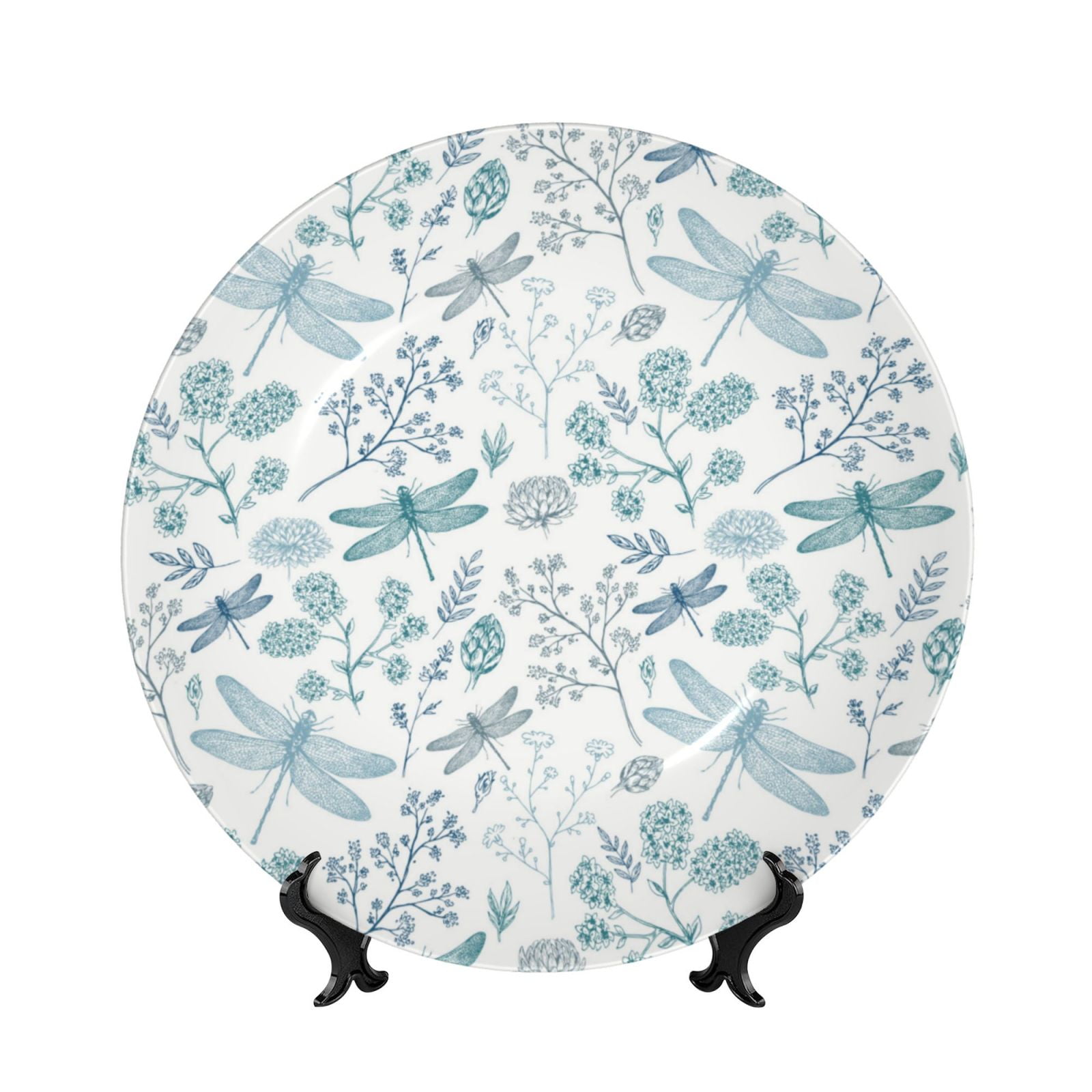 Gaeub Dragonfly Print Ceramic Plate,Dinner Plates,Bone China Decorative ...