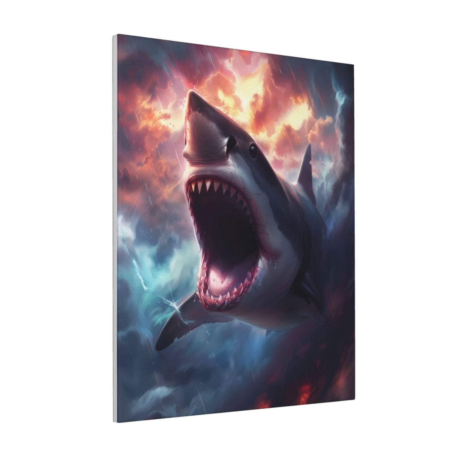 Gaeub Dramatic Shark Attack Print Modern Canvas Wall Art Prints,Artwork ...