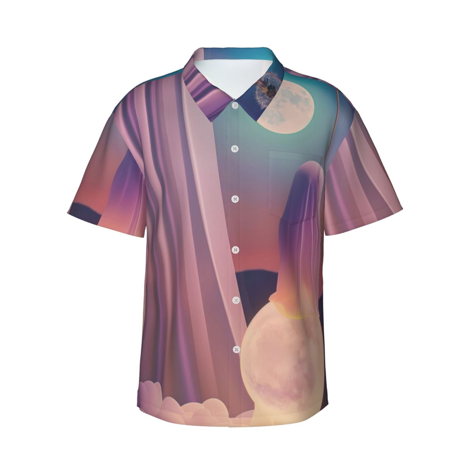 Gaeub Dreamy Moonlit Window Print Men's Hawaiian Shirt,Button Down ...