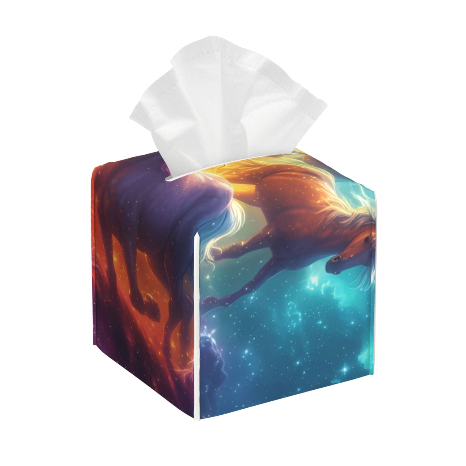 Gaeub Dreamy Night Sky White Horse Print Leather Tissue Box Cover ...