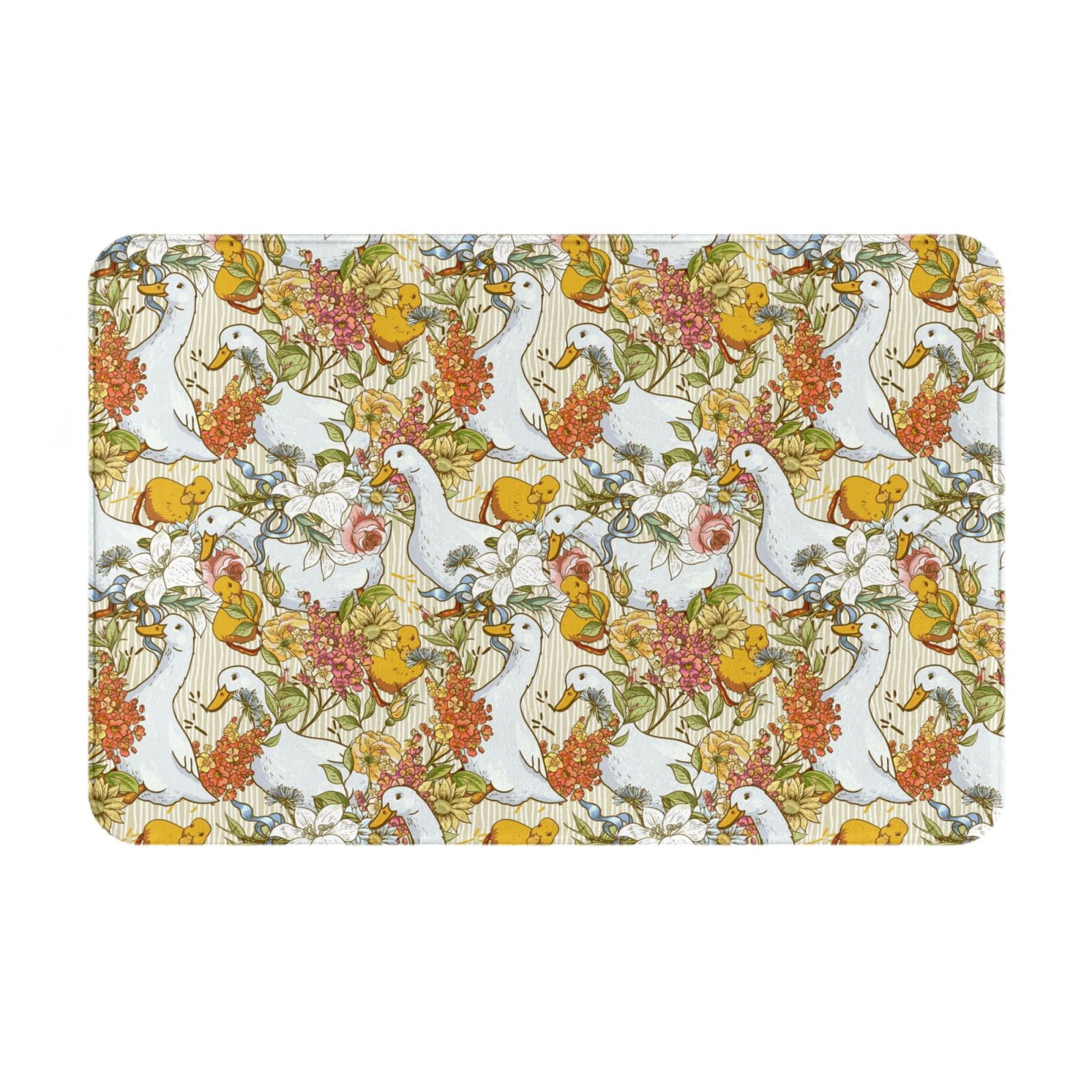 Gaeub Ducks and Flowers Print Door Mat with Heavy Duty Backing,Welcome ...