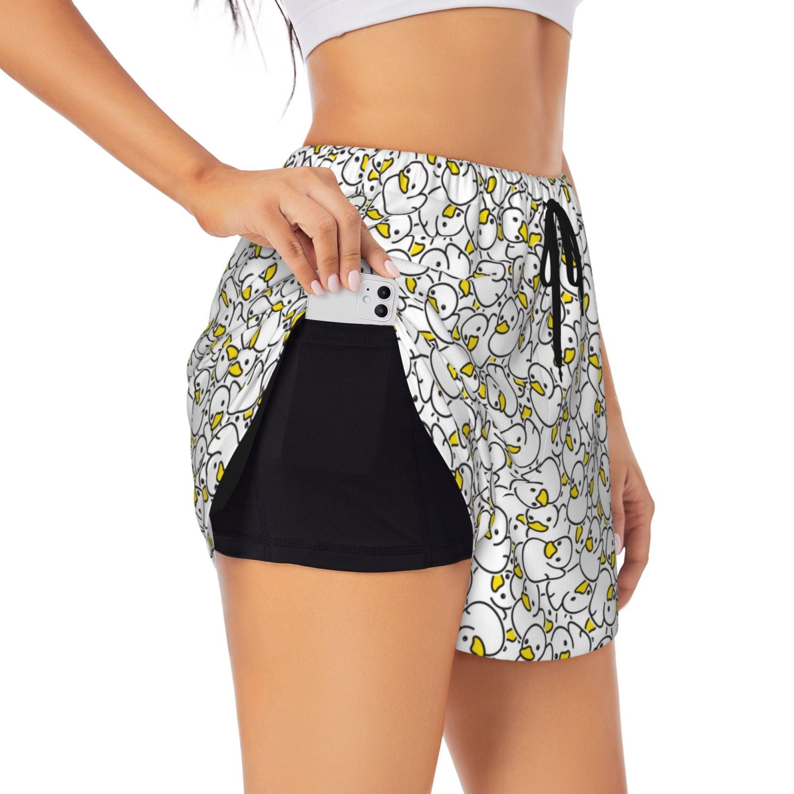 Gaeub Ducky Print Women's Athletic Shorts,High Waisted Running Shorts ...