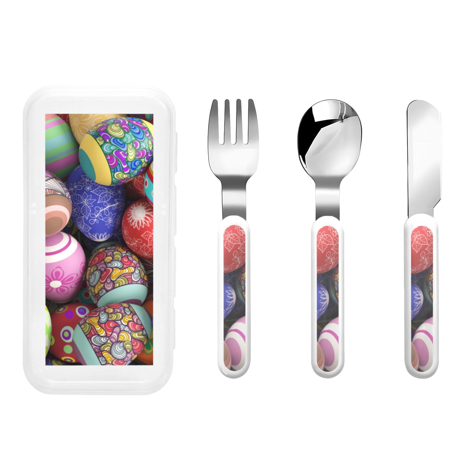Gaeub Easter Eggs1 Print 3-Piece Children Knife Spoon Fork Set ...