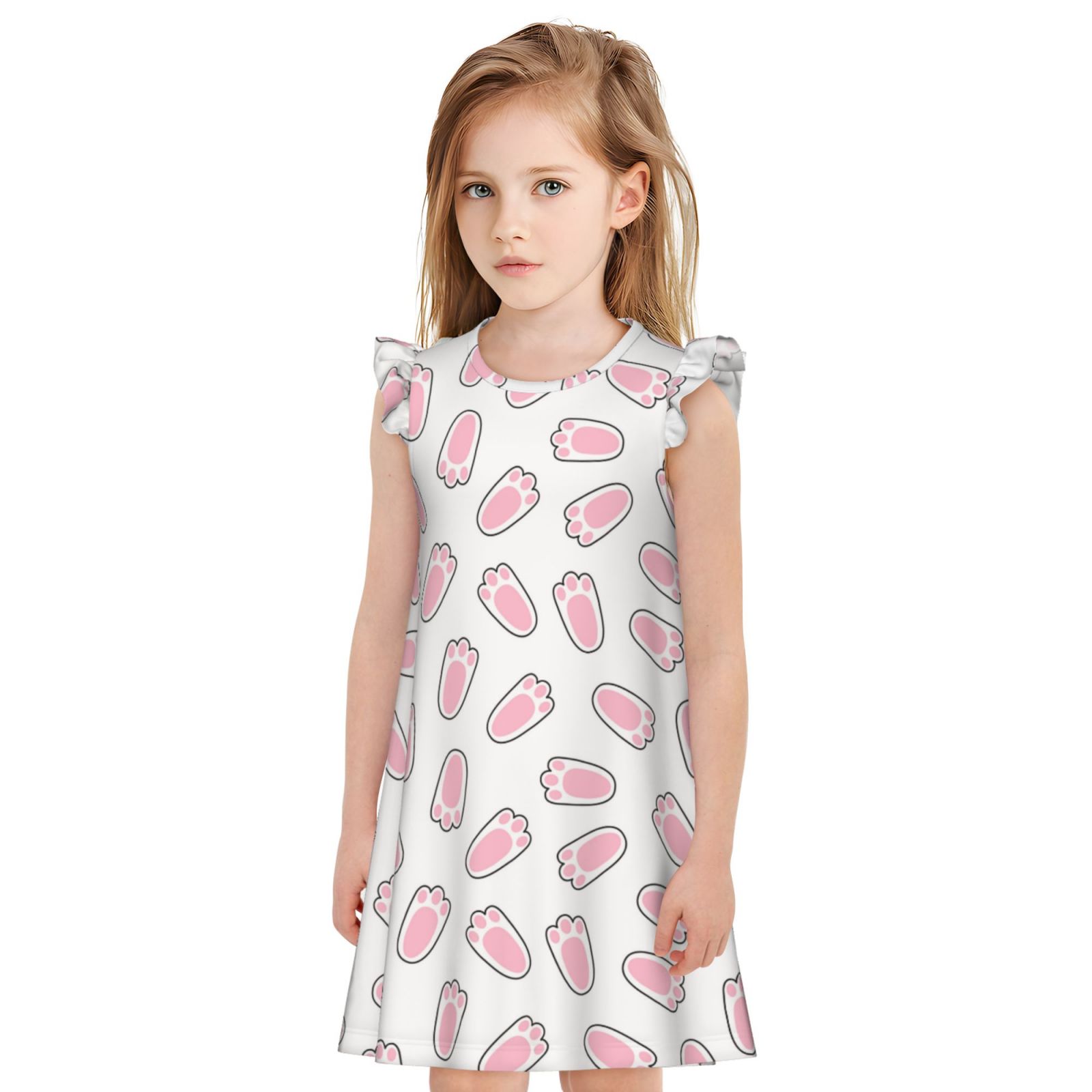 Gaeub Easter bunny footprint Print Girls Pajamas Dress, Comfortable ...
