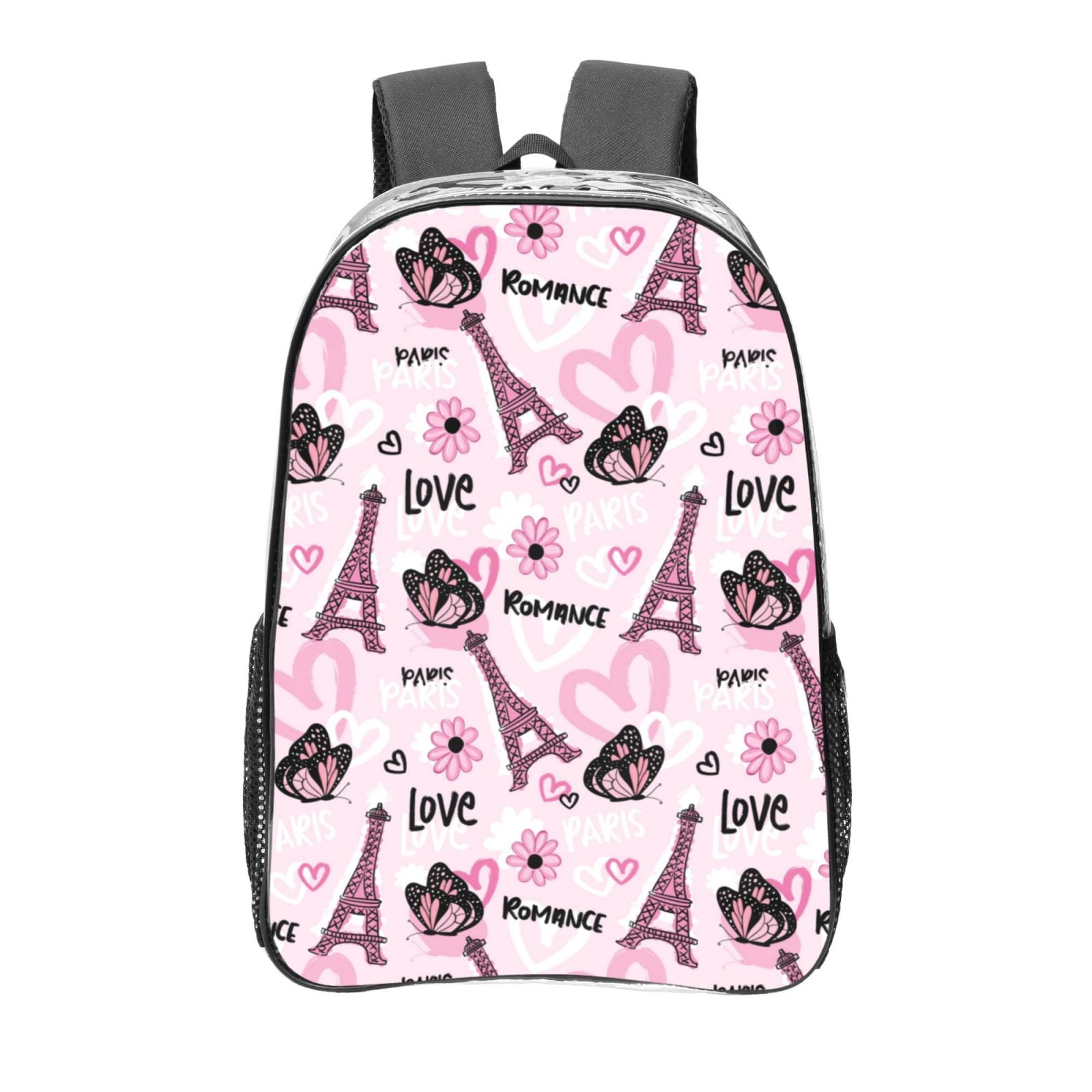 Gaeub Eiffel Tower and Butterflies Print Clear Backpack ,Clear ...