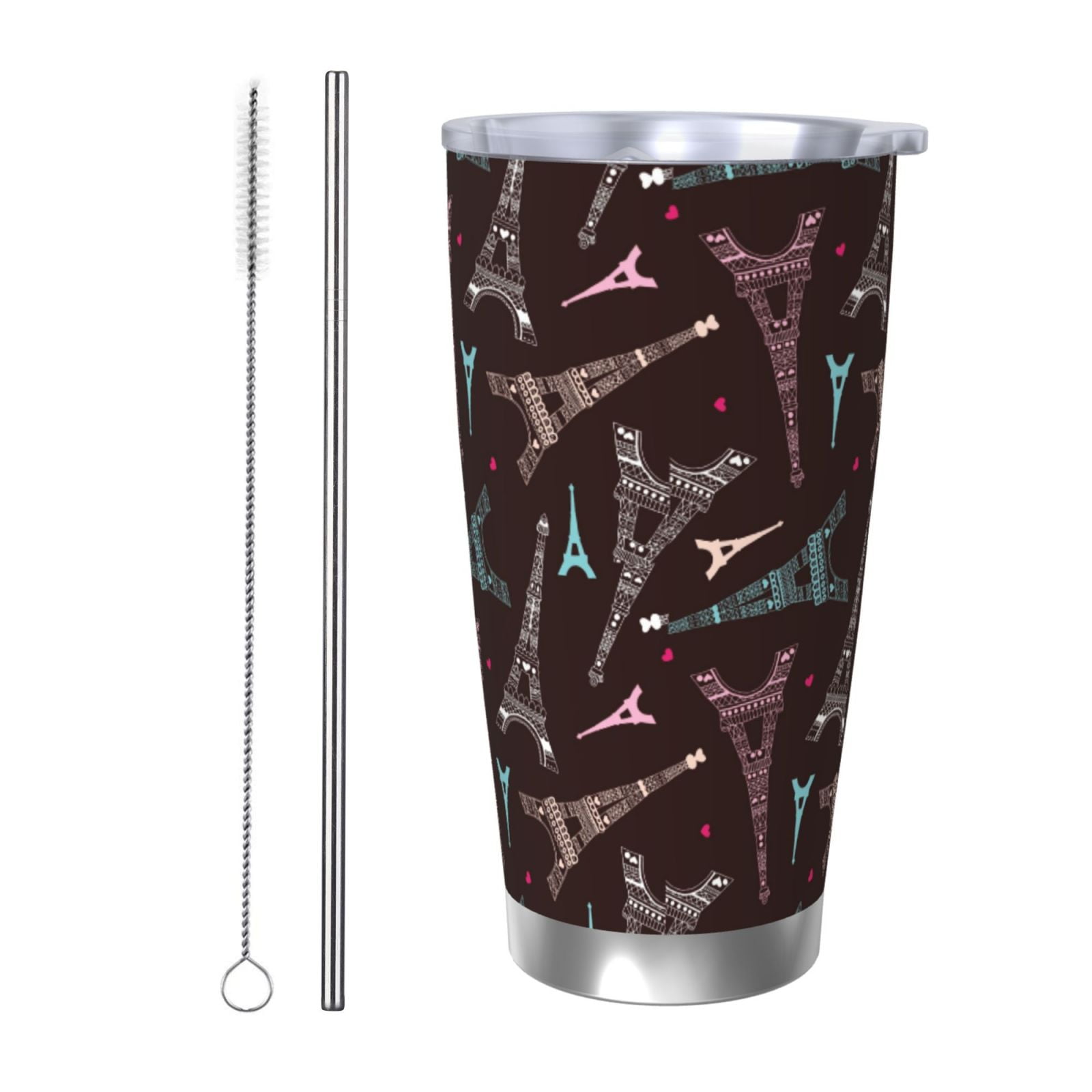 Gaeub Eiffel Tower Print 20-Ounce Stainless Steel Car Cup,Tumblers Cups ...