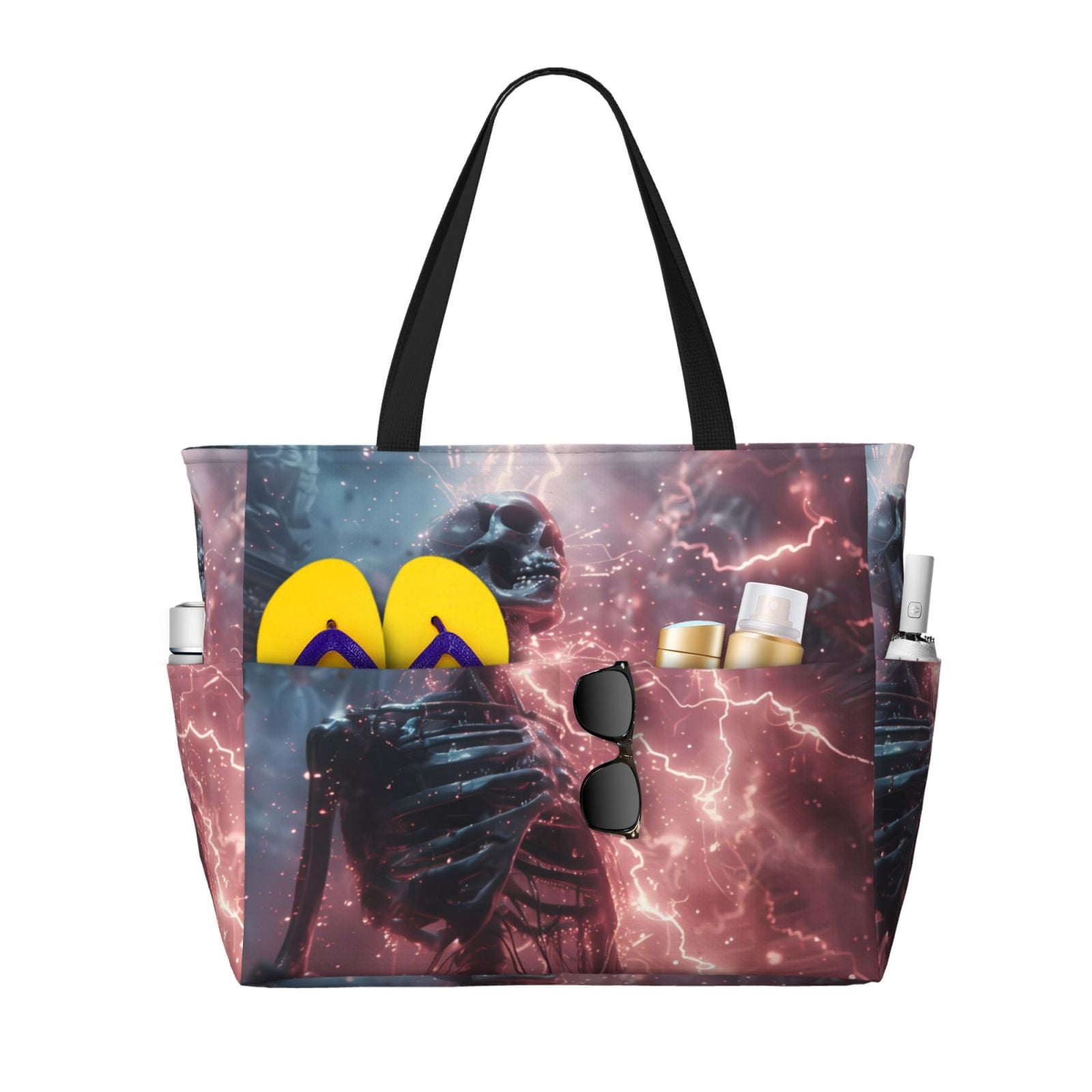 Gaeub Electric Skeleton Surrealism Print Beach Bag,Large Tote Bag ...