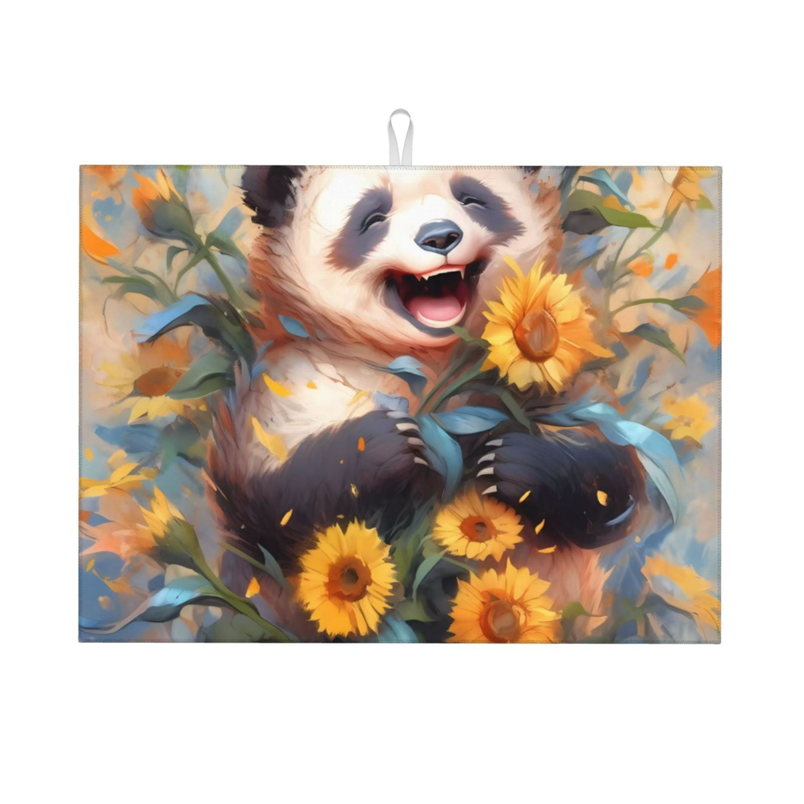 Gaeub Elegant Cute Panda Sunflower Print Dish Drying Mats For Kitchen ...
