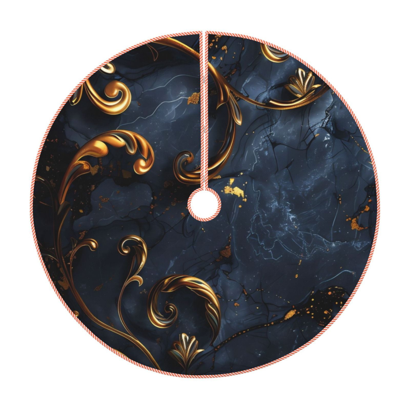 Gaeub Elegant Gold Scrollwork Print Christmas Tree Skirt,Christmas ...