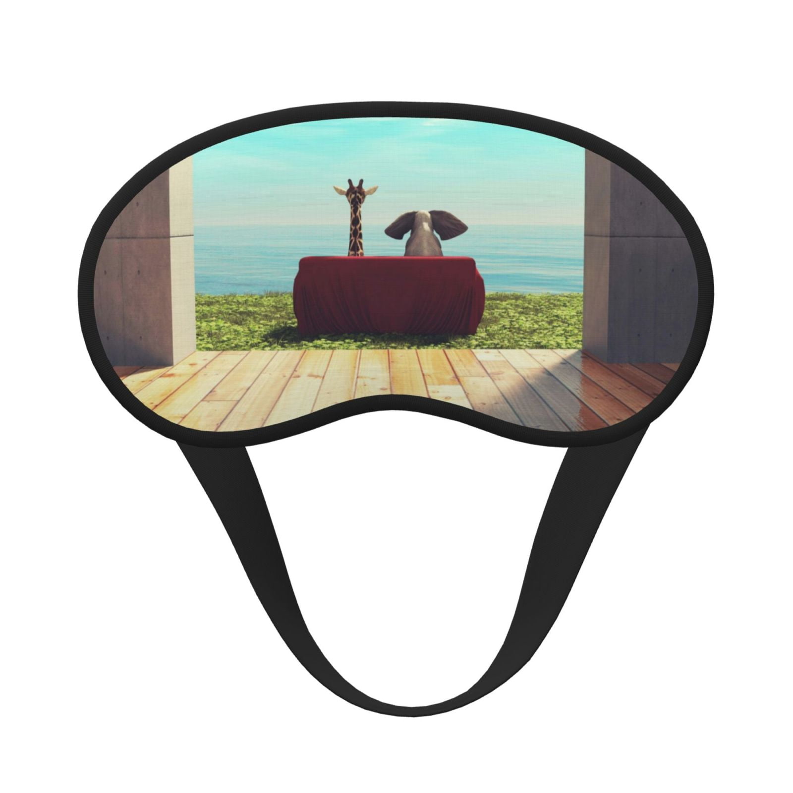 Gaeub Elehpant And A Giraffe Looking At The Sea Printed Sleep Mask, Eye ...