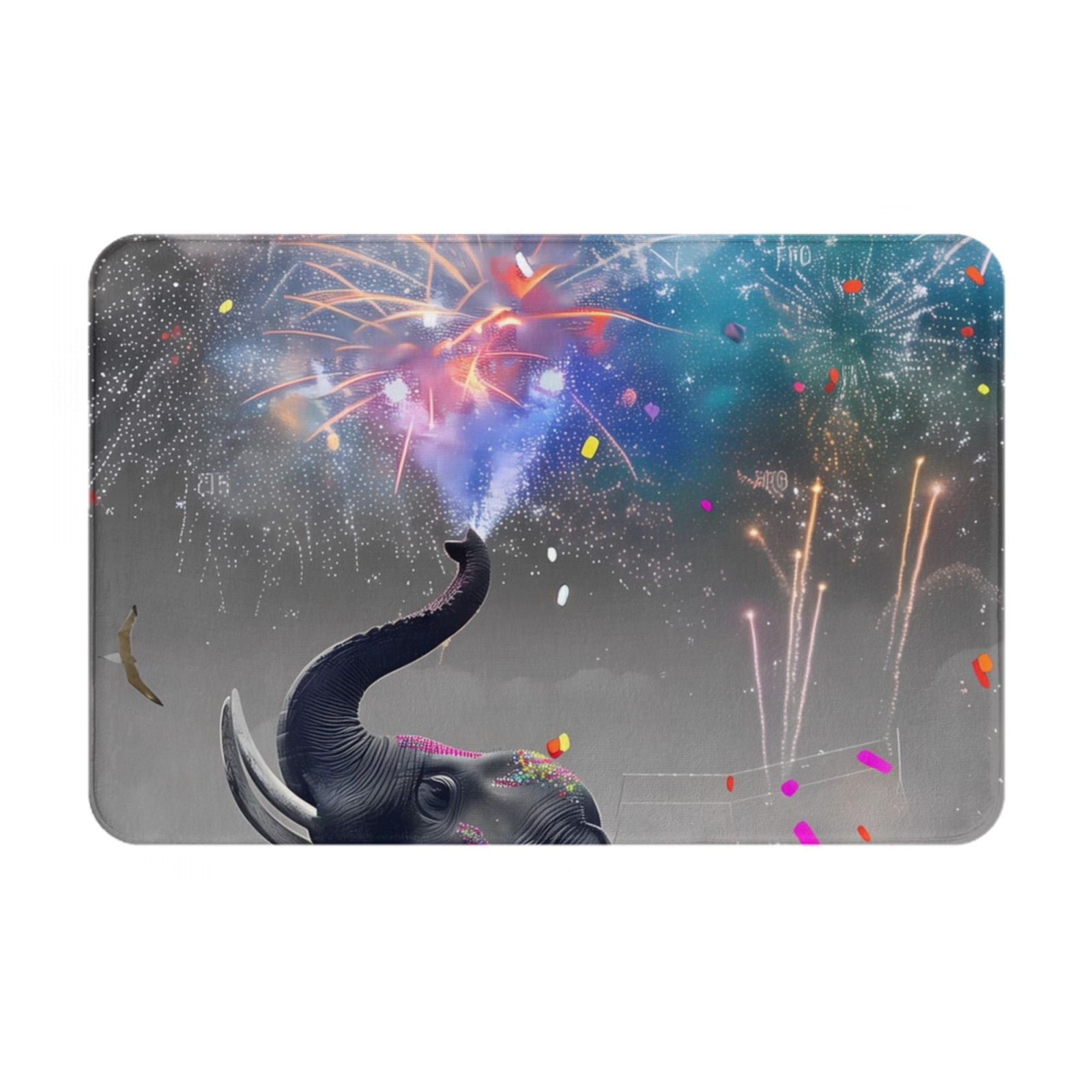 Gaeub Elephant Fireworks Celebration Print Door Mat with Heavy Duty ...