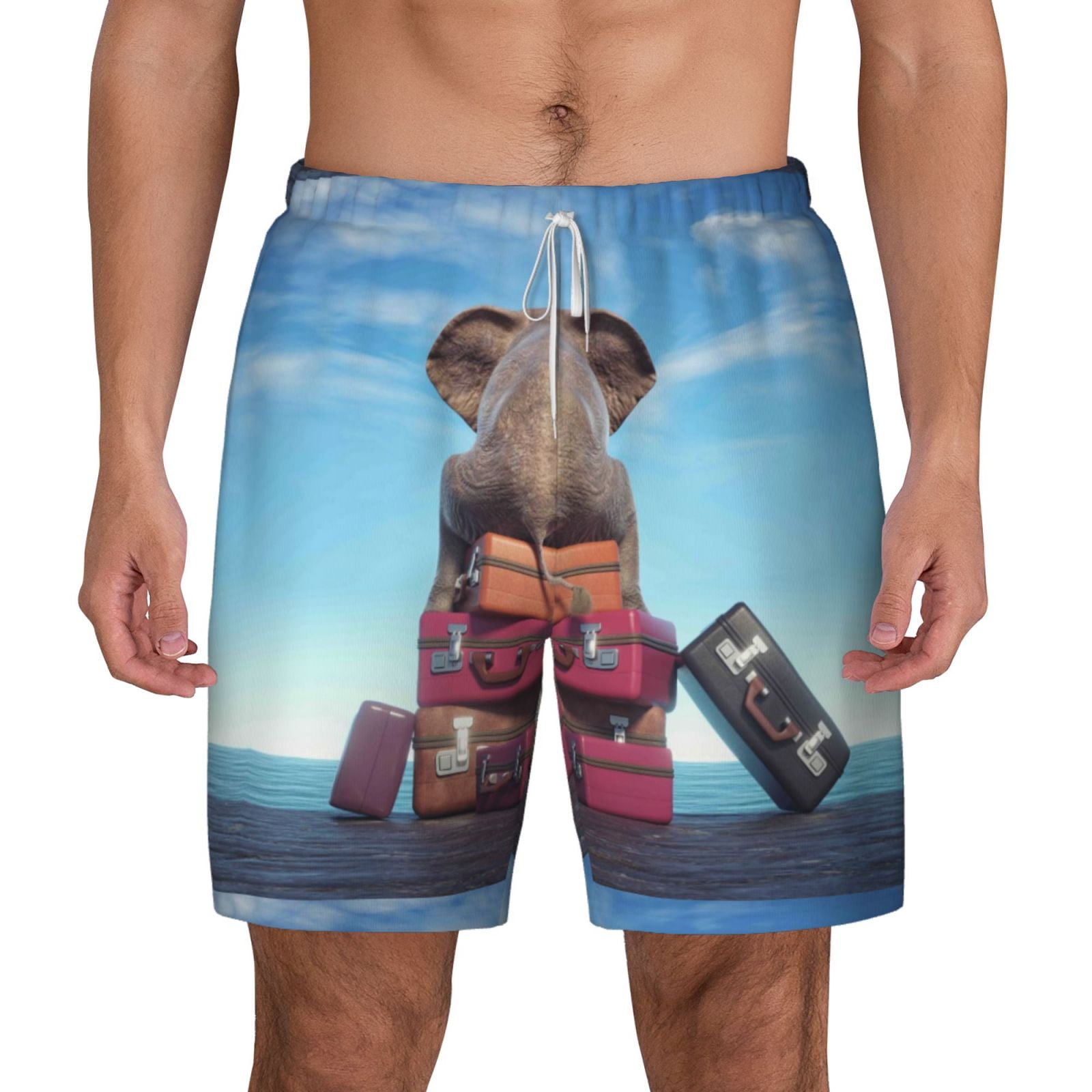 Gaeub Elephant Sits Mens Swim Trunks Stretch Beach Shorts Quick Dry for ...