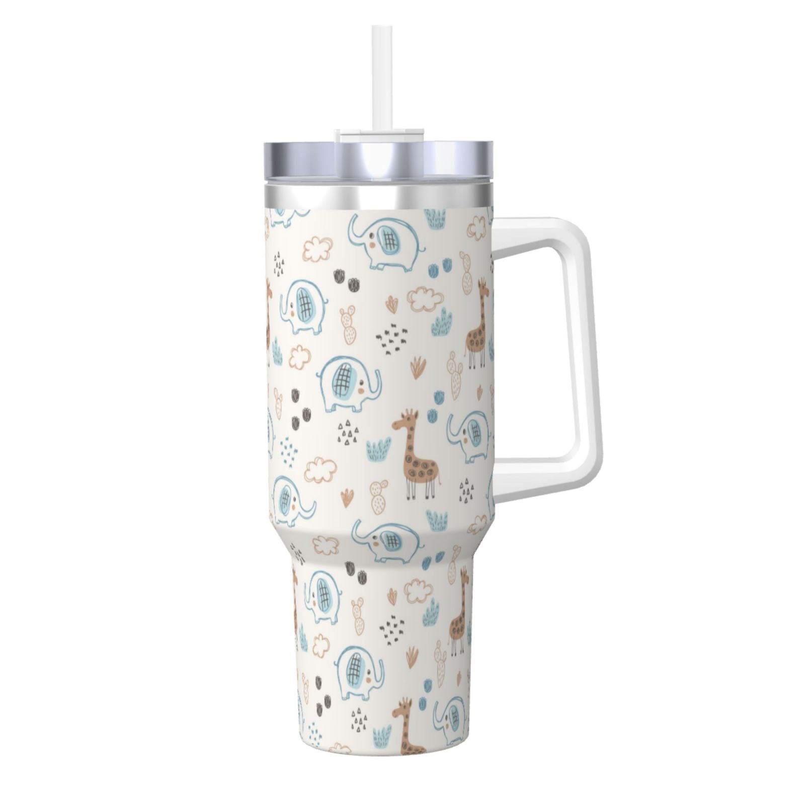 Gaeub Elephants And Giraffes Print Stainless Steel Hot/Cold Coffee Cup ...
