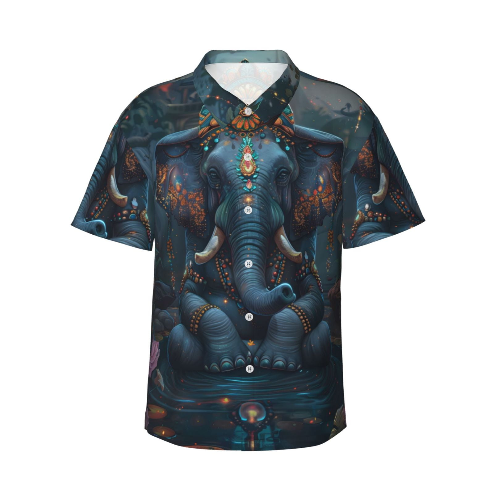 Gaeub Exotic Elephant Print Men's Hawaiian Shirt,Button Down Short ...