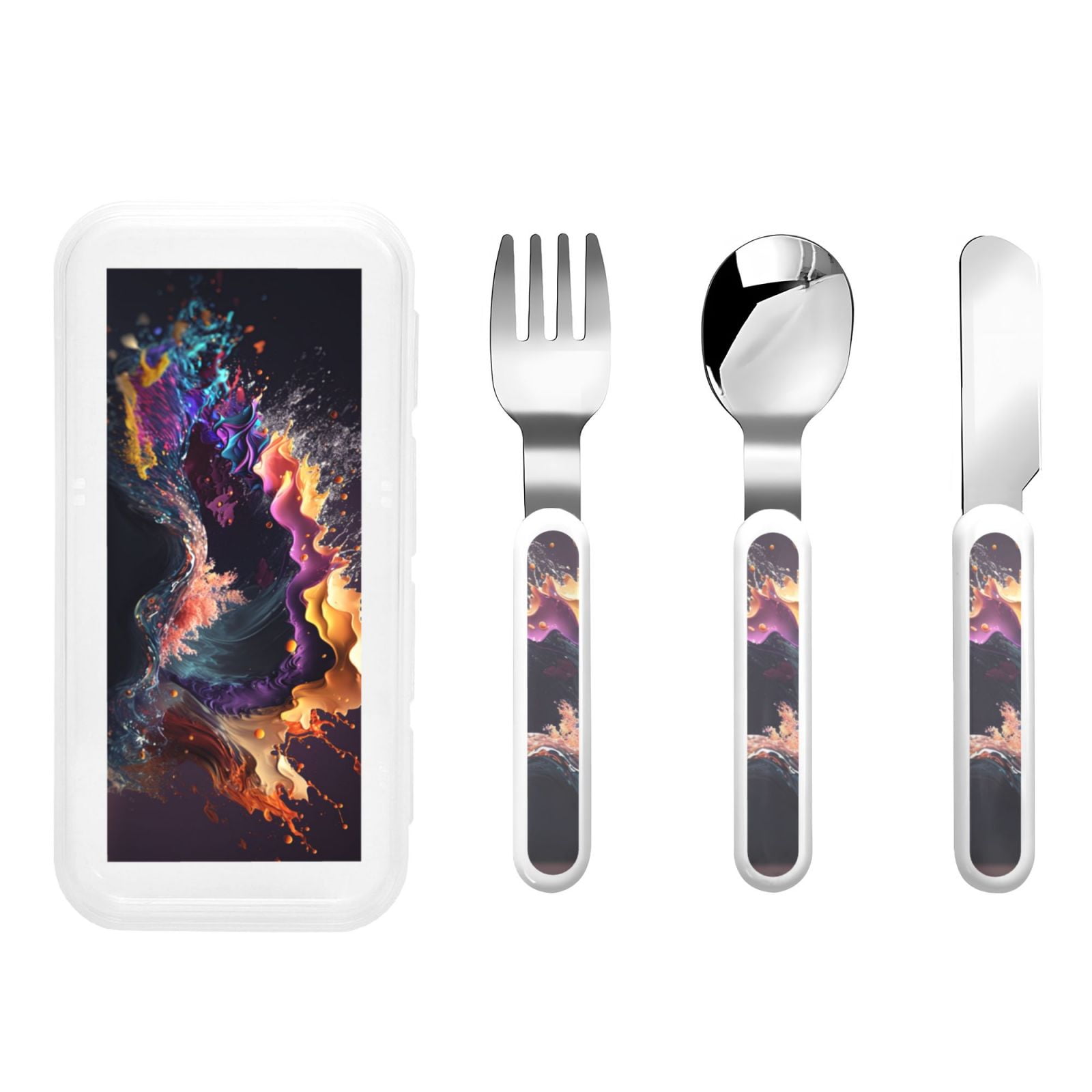 Gaeub Explosive Fluid Splash Art Print 3-Piece Children Knife Spoon ...