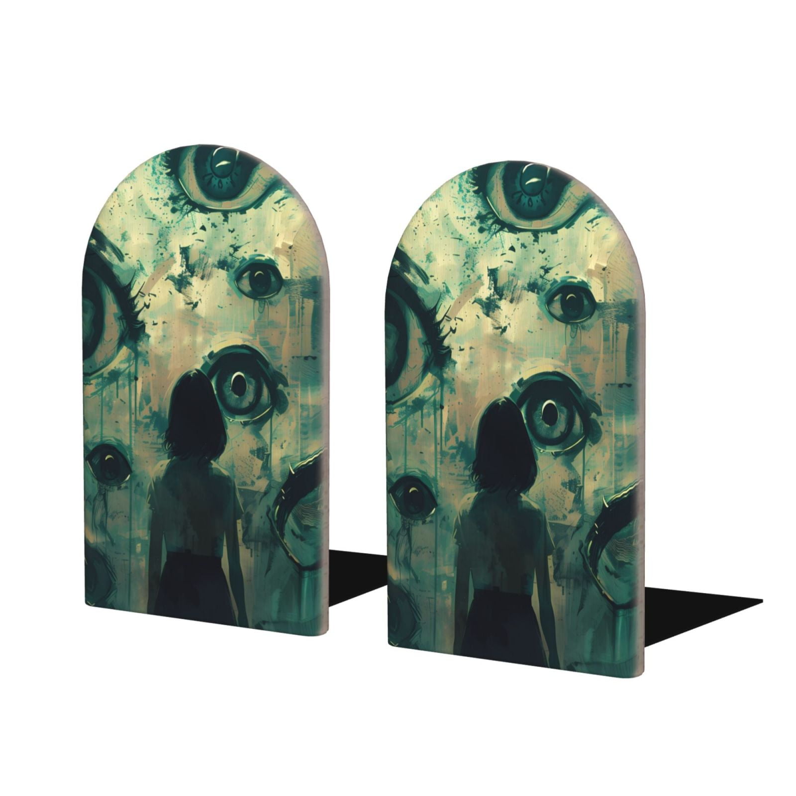 Gaeub Eyes Watching In The Dark Wood Bookends, Non-Slip Bookends, Heavy ...