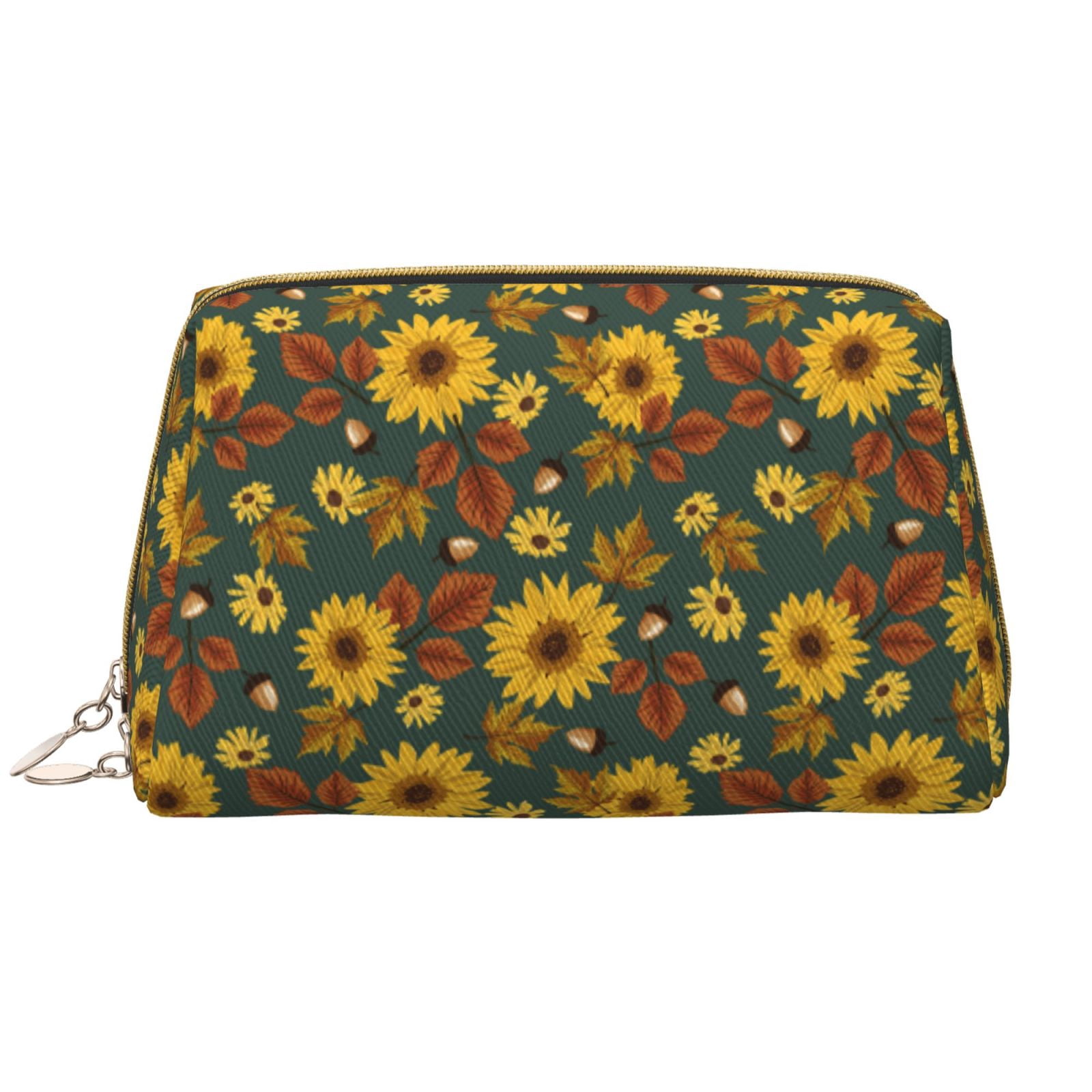 Gaeub Fall Daisy Leaf Nuts Printed Travel Cosmetic Bag,Makeup Bag ...