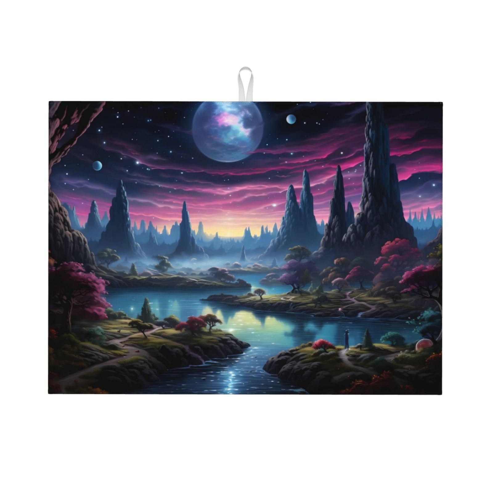 Gaeub Fantasy Landscape Starry Night Print Dish Drying Mats For Kitchen ...