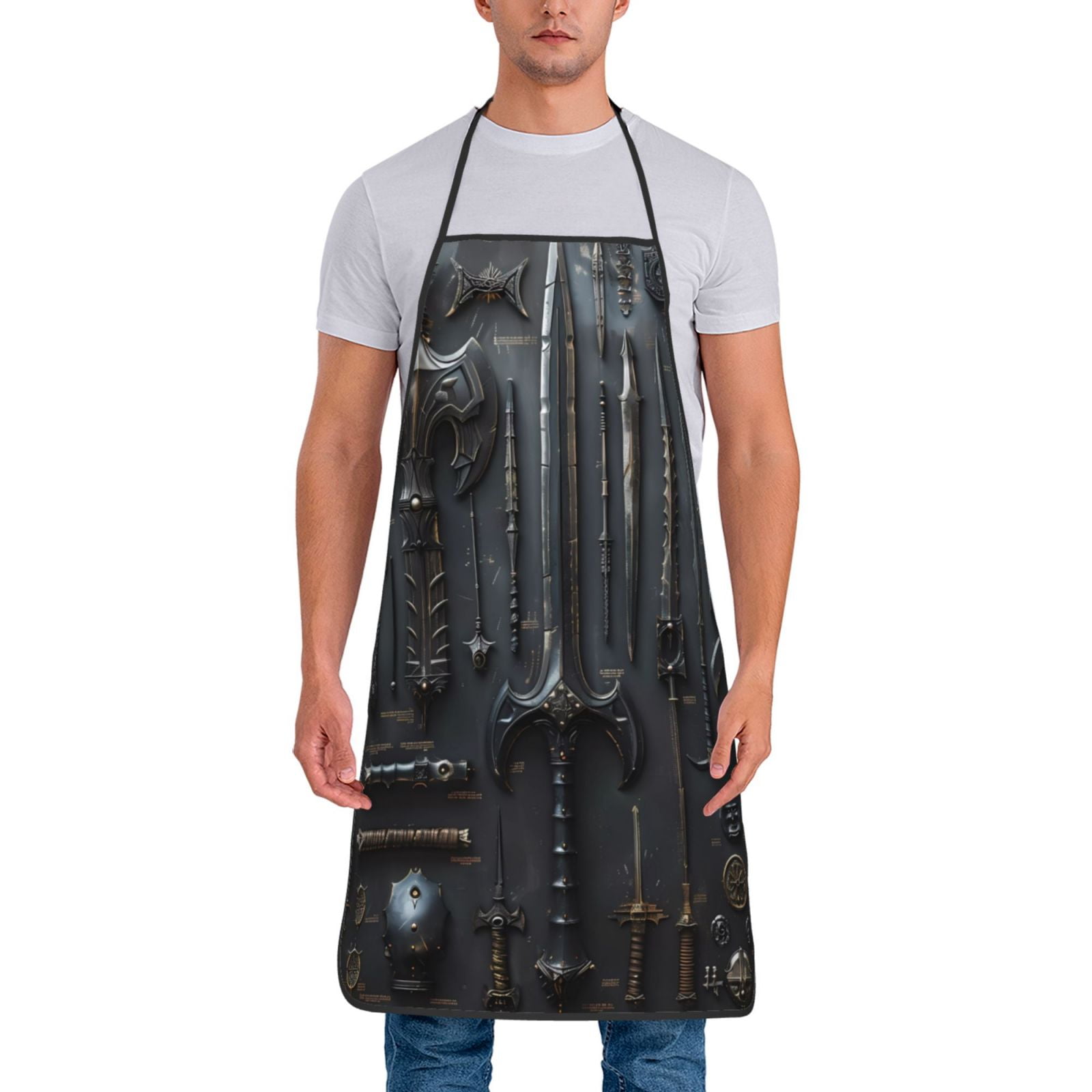 Gaeub Fantasy Medieval Weaponry Print Apron for Men and Women ...