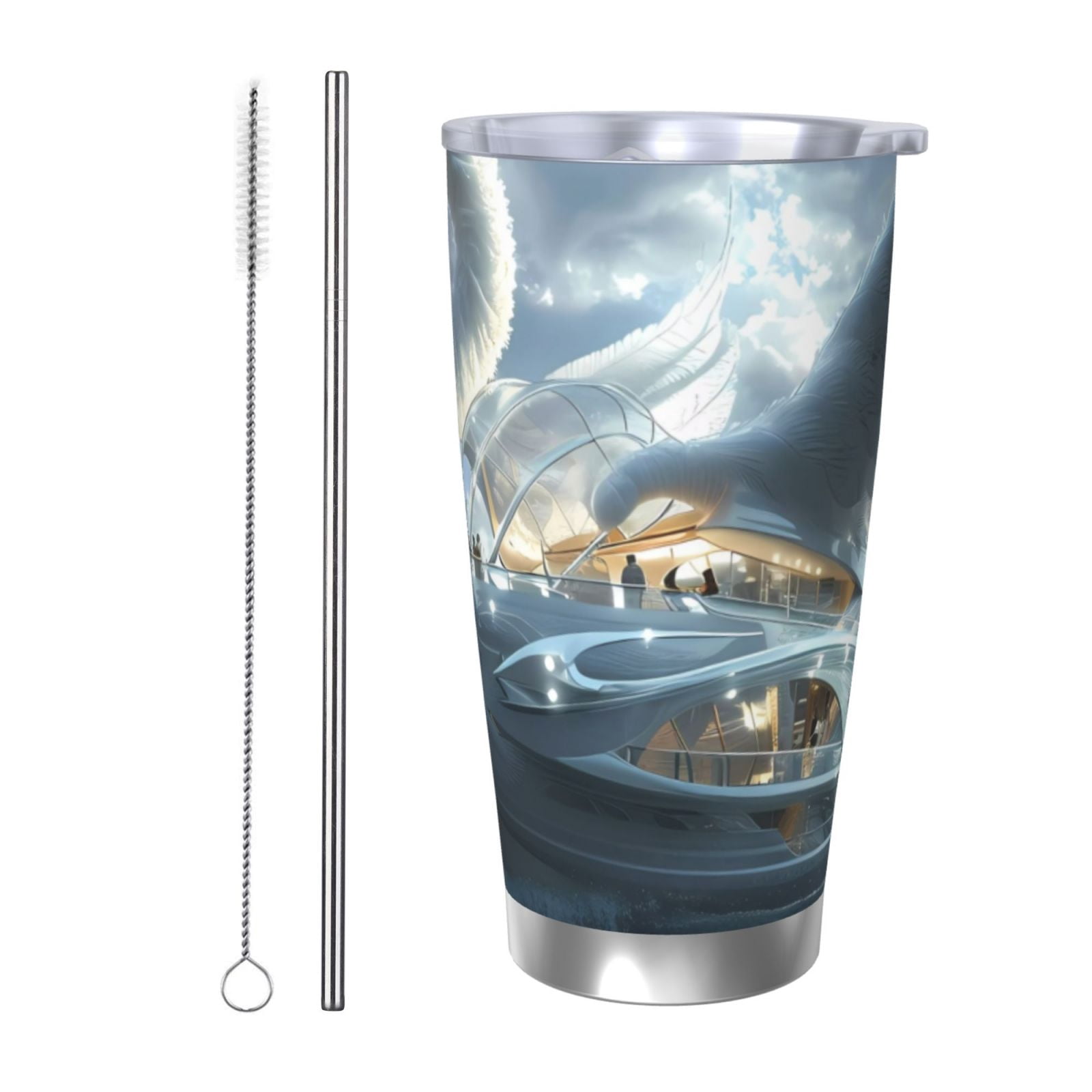 Gaeub Fantasy Swan Yacht Design Print 20-Ounce Stainless Steel Car Cup ...