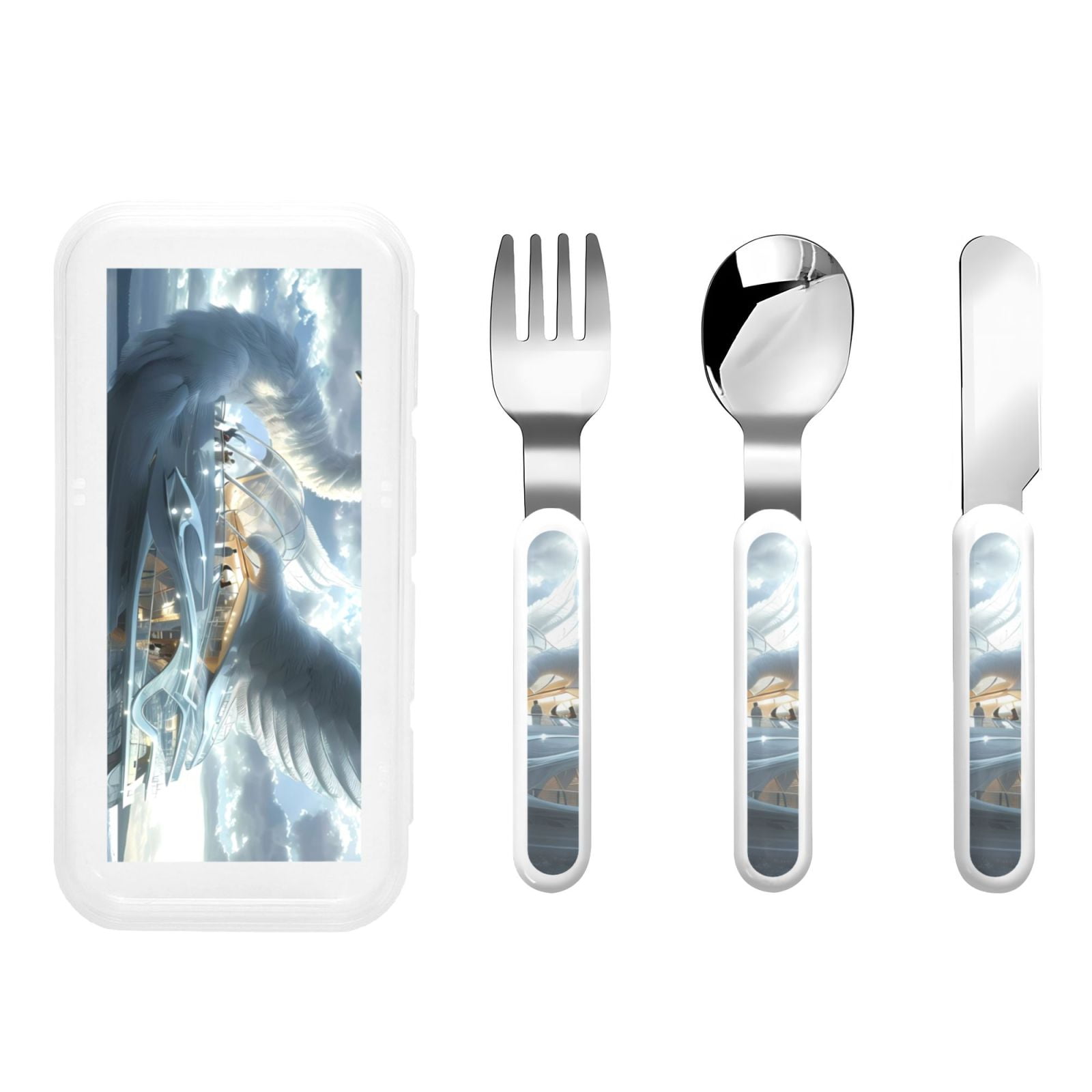 Gaeub Fantasy Swan Yacht Design Print 3-Piece Children Knife Spoon Fork ...