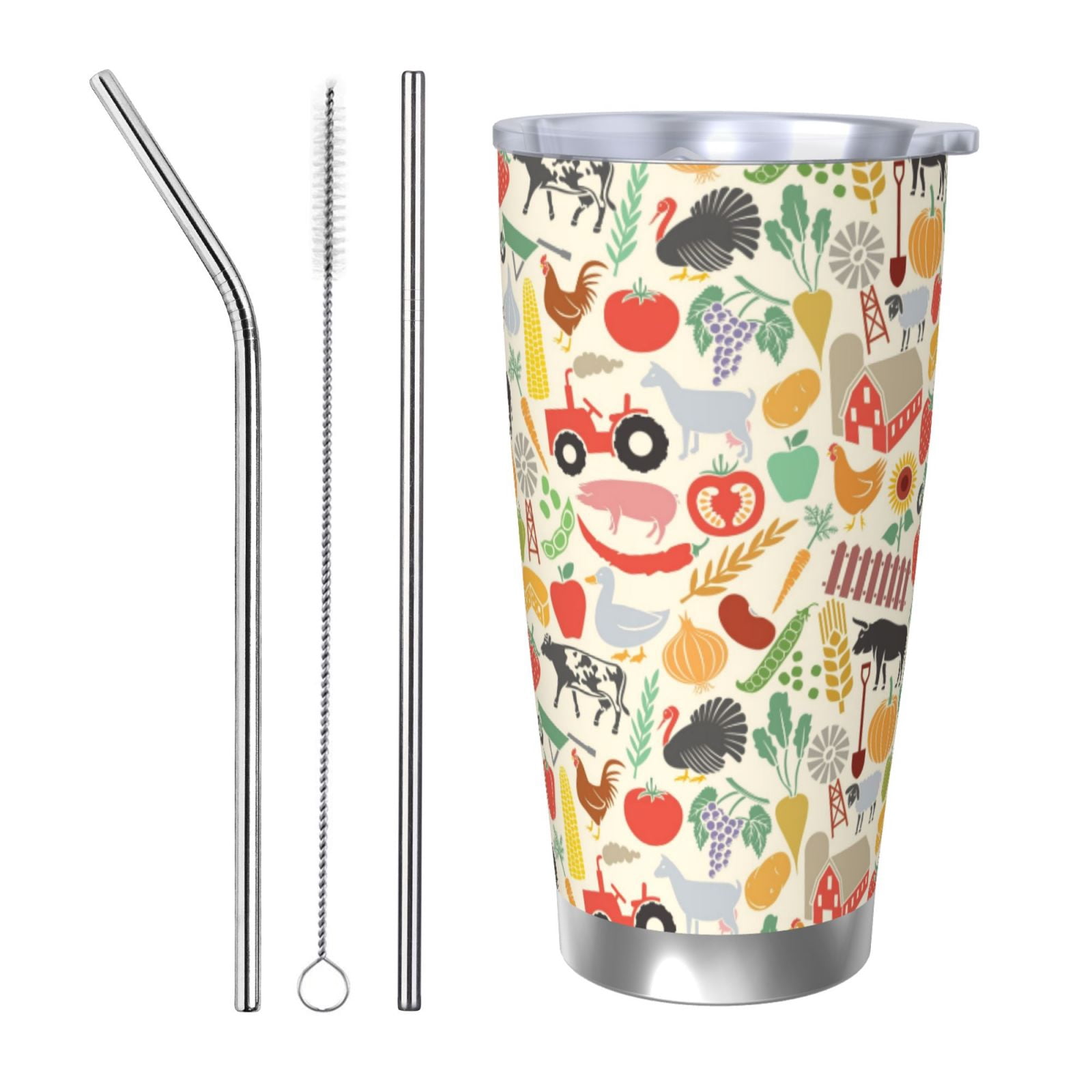Gaeub Farm Print 20-Ounce Stainless Steel Car Cup,Tumblers Cups with ...