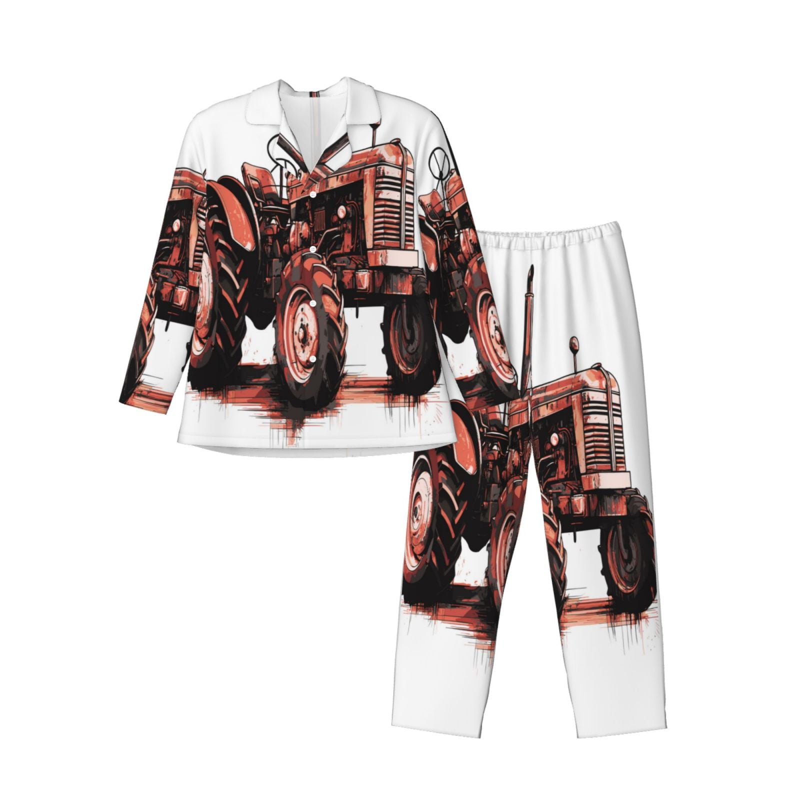 Gaeub Farm Tractor Print Mens Pajamas Set Mens Sleepwear with Long ...