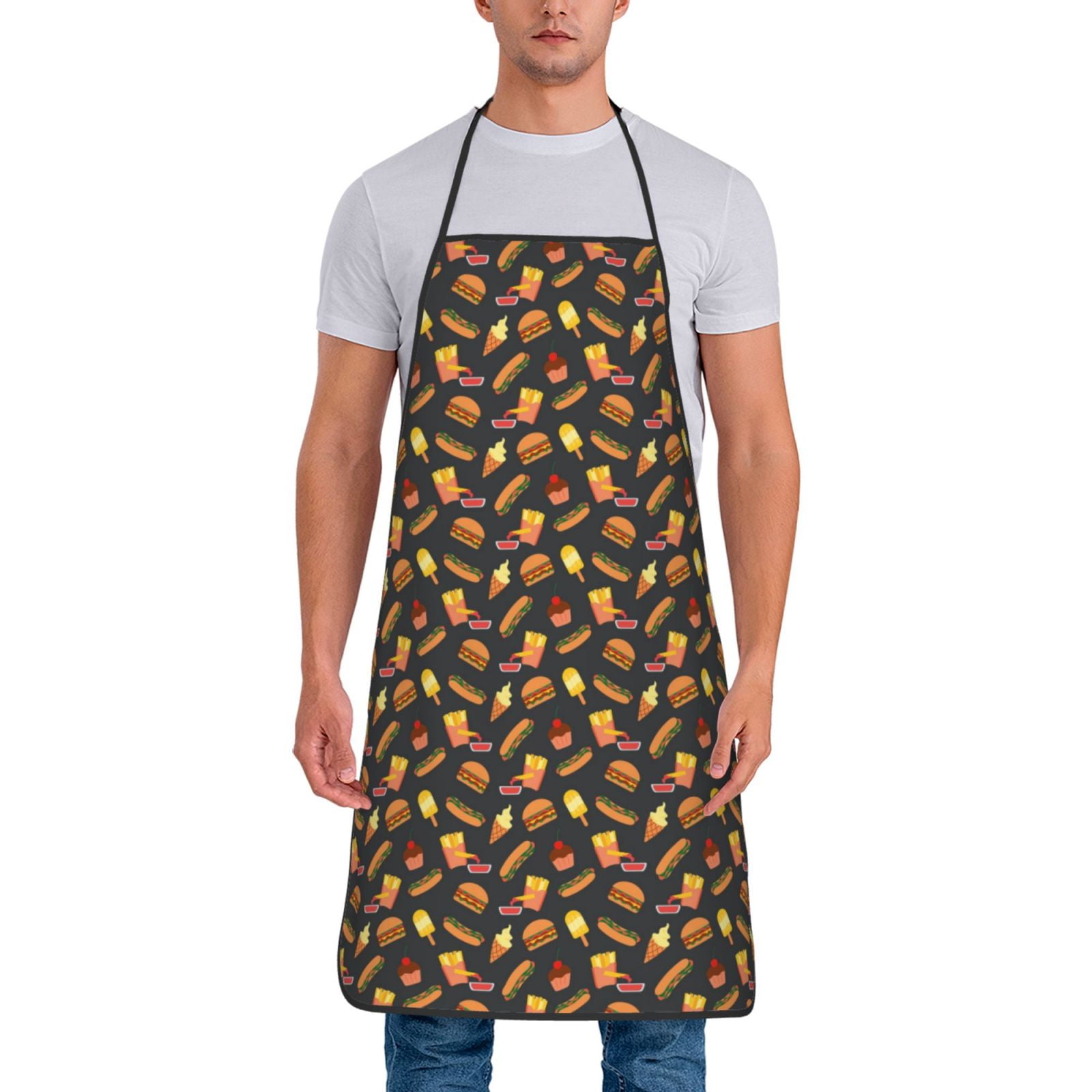 Gaeub Fast Food Print Apron for Men and Women,Waterproof Apron for ...