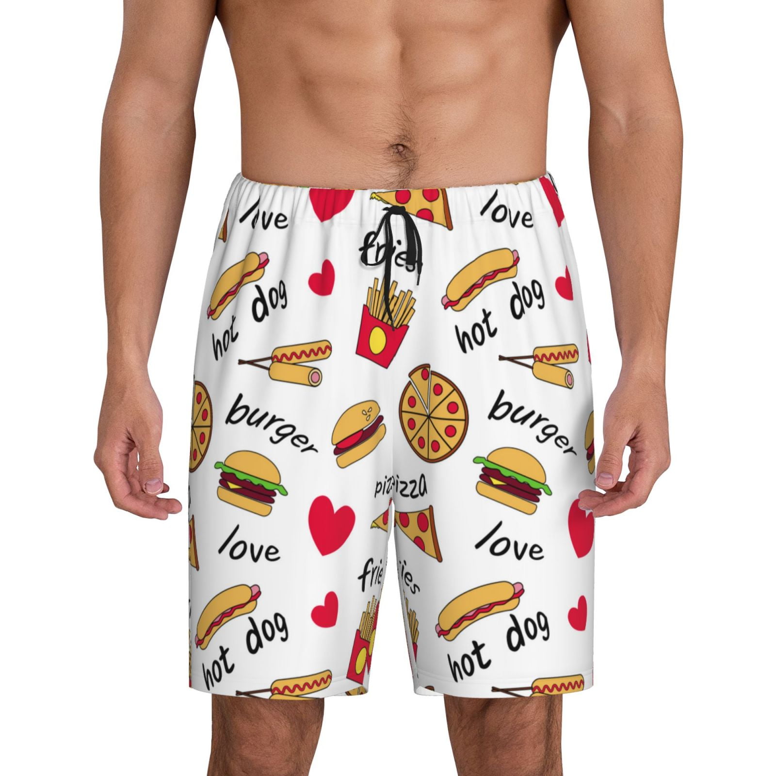 Gaeub Fast Food Printed Men's Short Pajama Pants, Lightweight Lounge ...