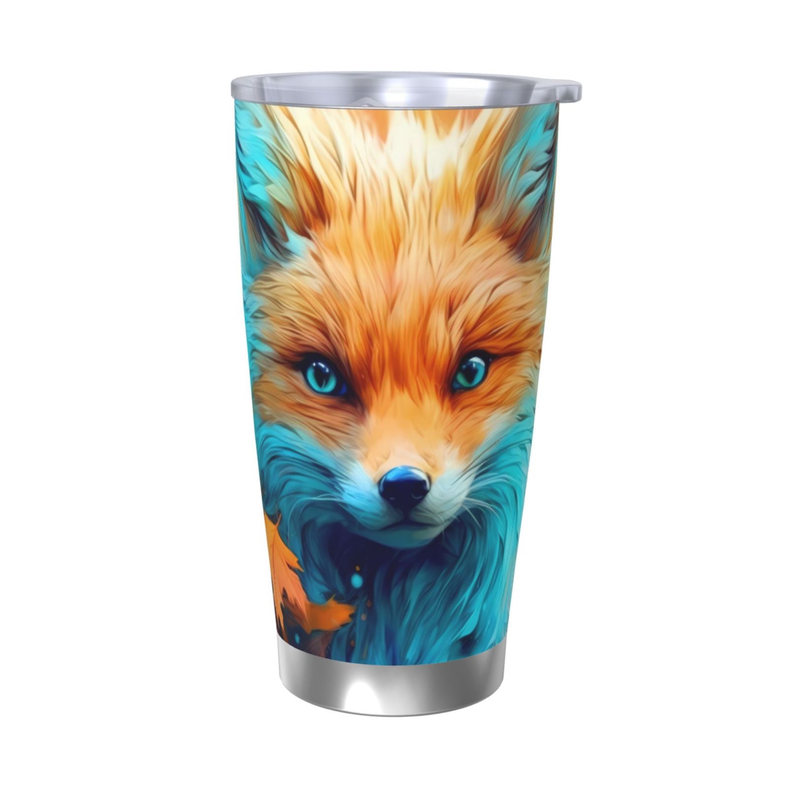 Gaeub Fiery Red Maple Leaf Fox Print 20-Ounce Stainless Steel Car Cup ...