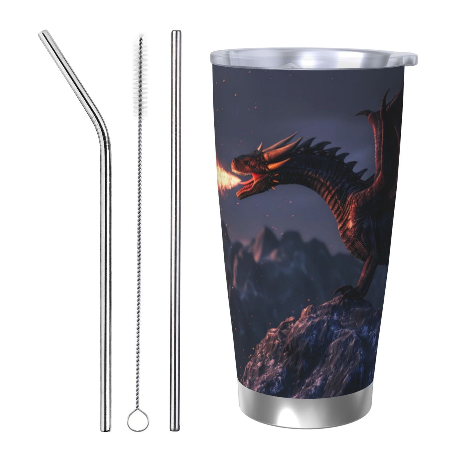 Gaeub Fire Breathing Dragon Twilight Print 20-Ounce Stainless Steel Car ...