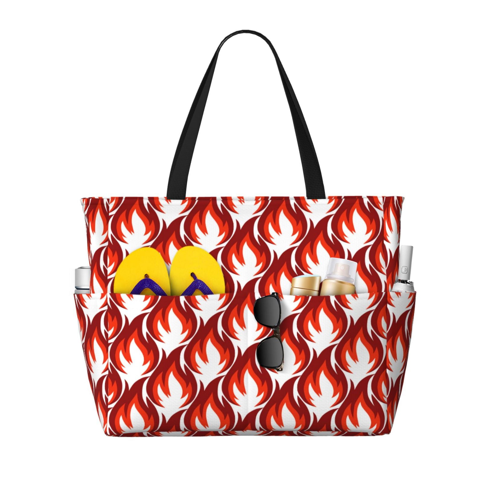Gaeub Fire Symbols Print Beach Bag,Large Tote Bag,Waterproof Sandproof ...